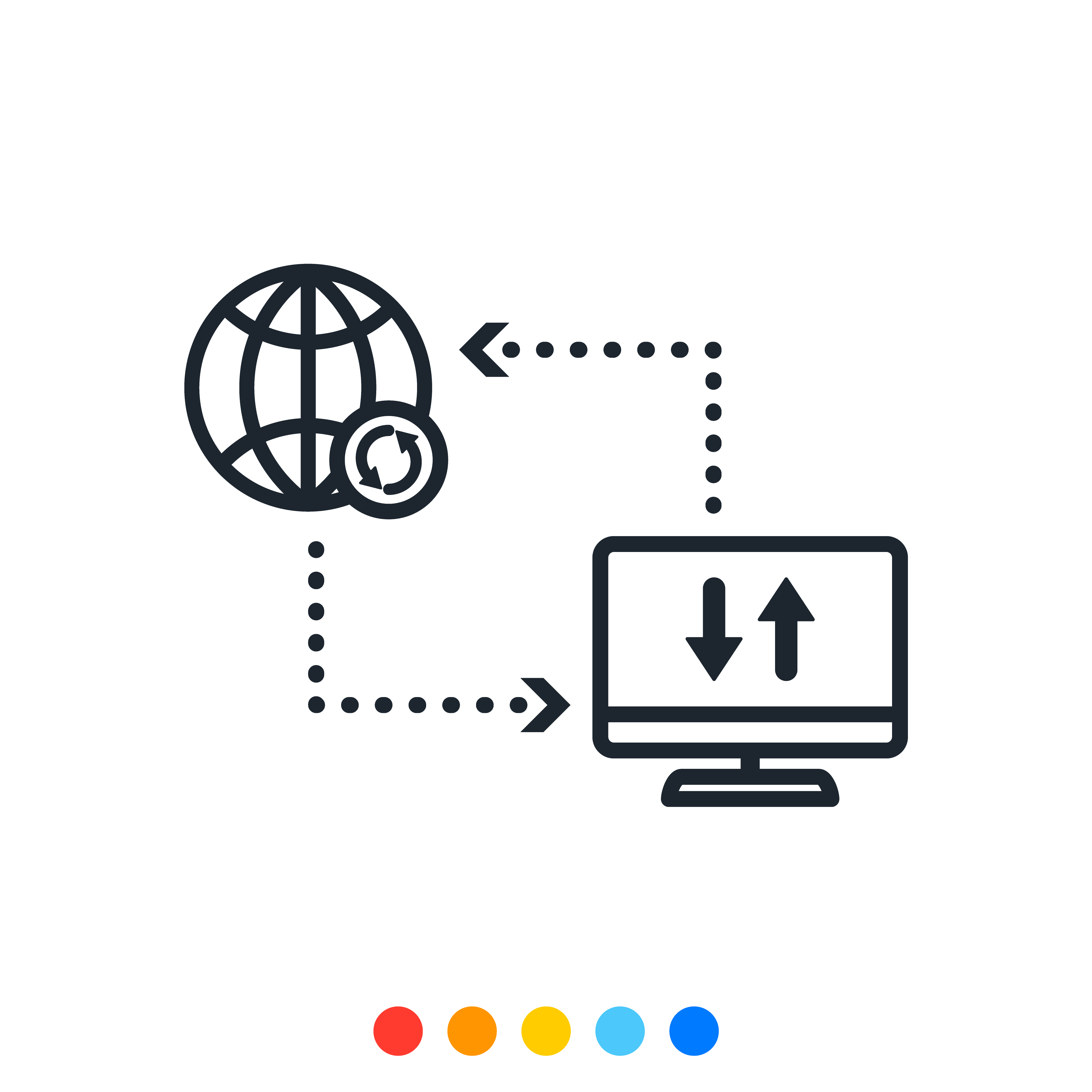 Icon of the computer connected to the server. 1922425 Vector Art at ...