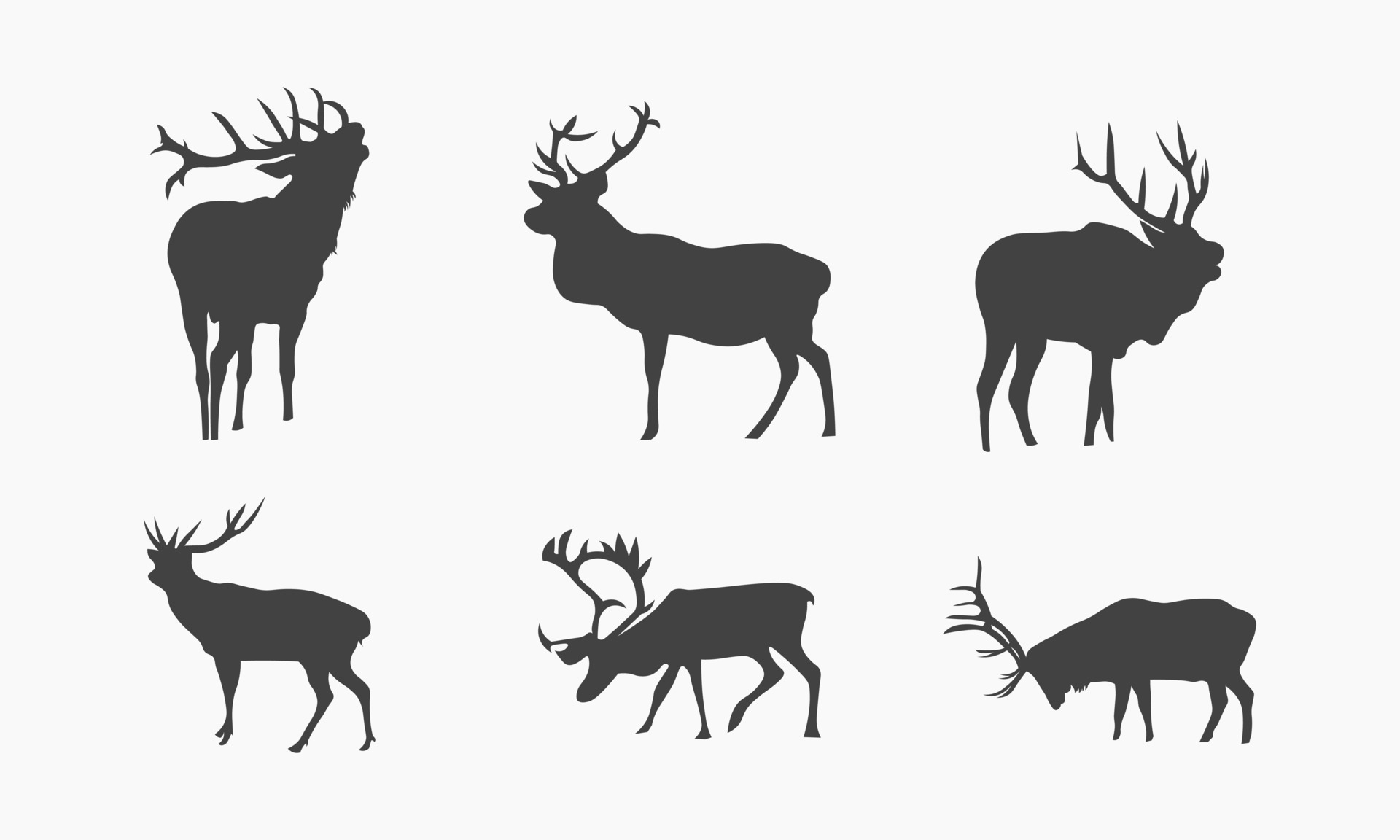 Vector illustration of Animal Deer Silhouettes collection 1924611 ...