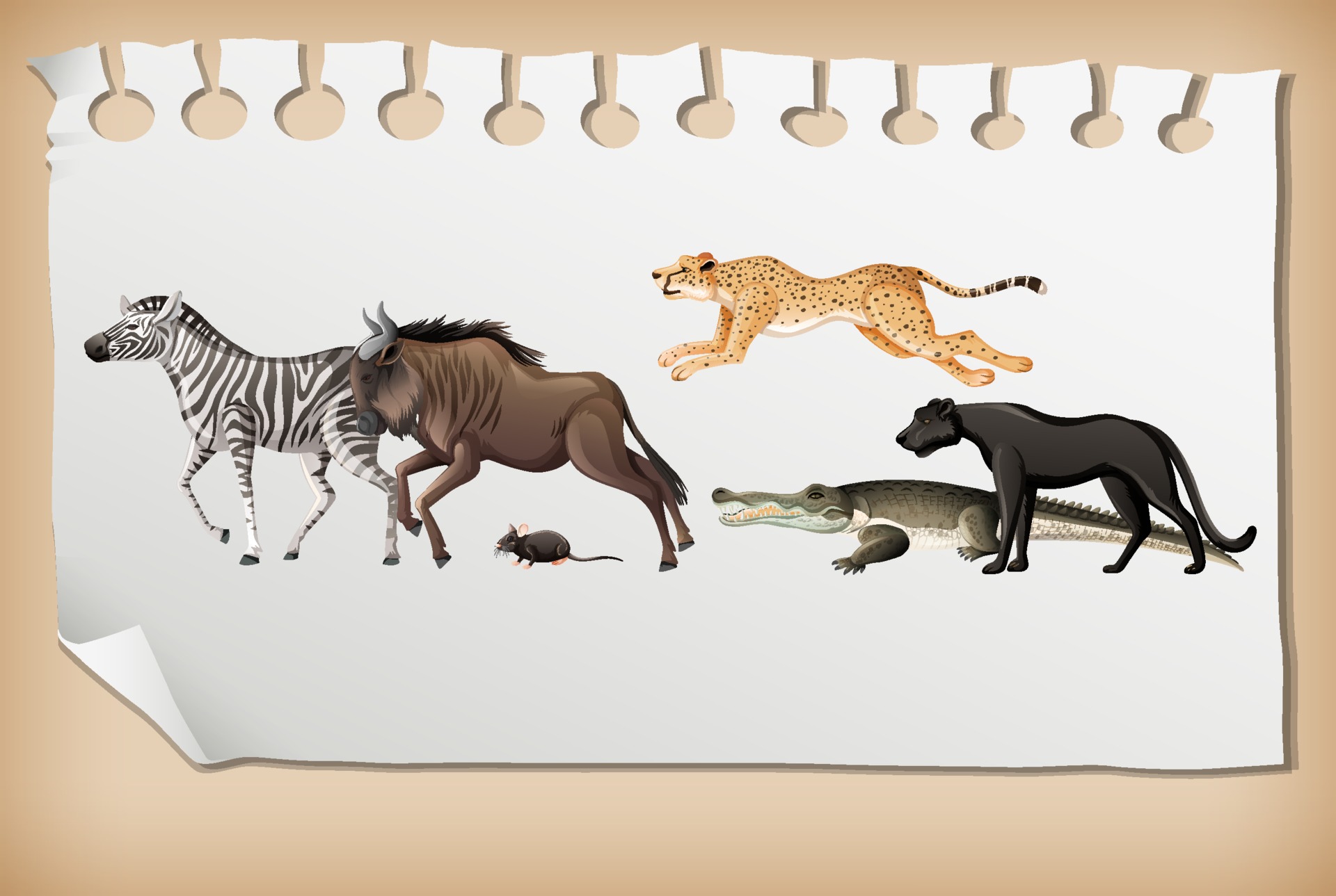 Group of wild african animal on paper 1929074 Vector Art at Vecteezy