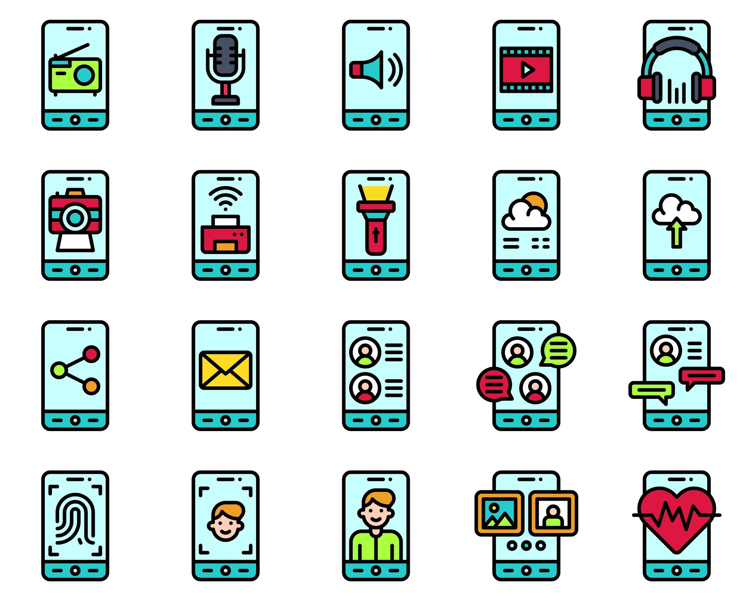 Mobile Application Vector Icon Set Filled Stye 1933118 Vector Art At
