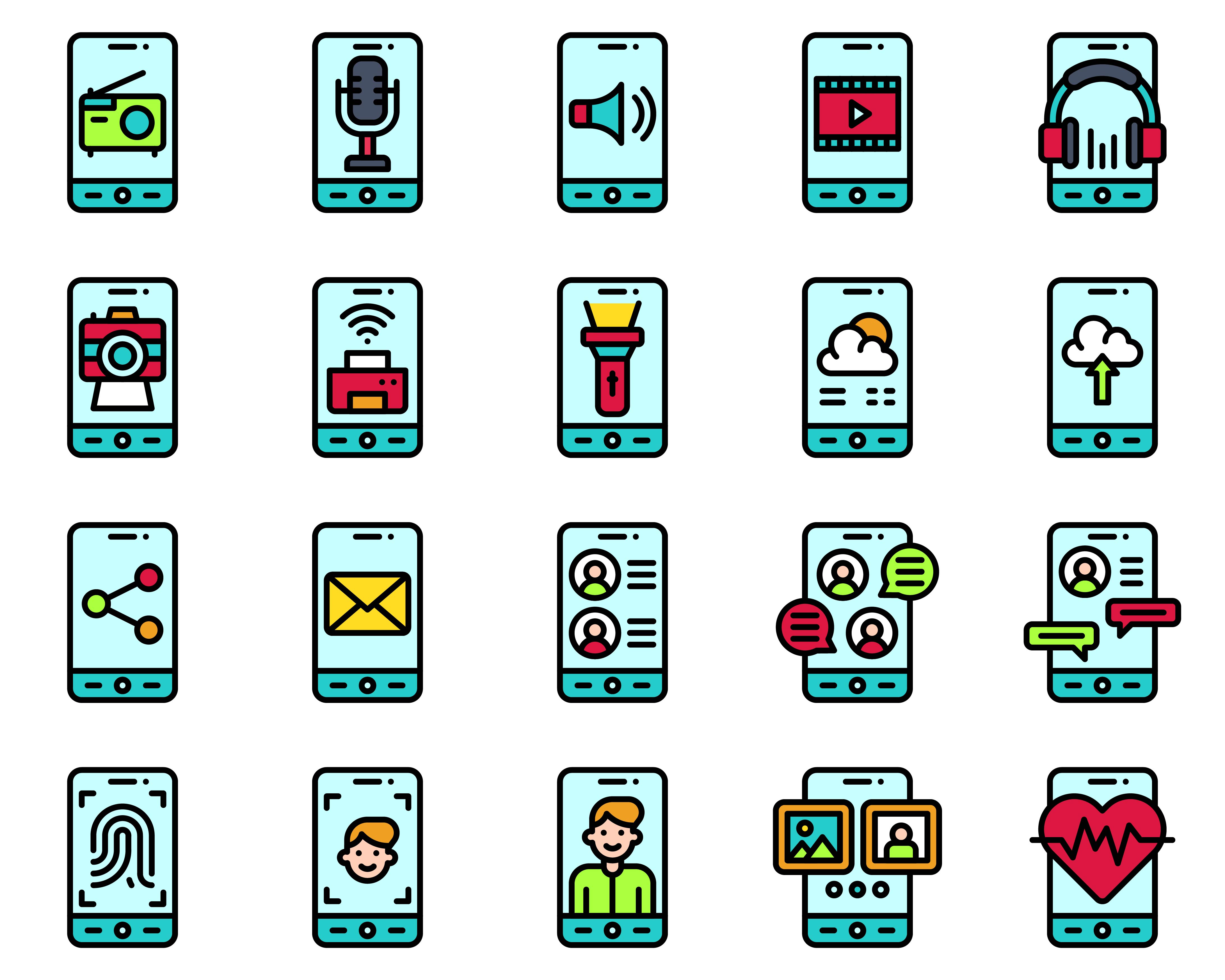 Mobile Application Vector Icon Set Filled Stye 1933118 Vector Art At