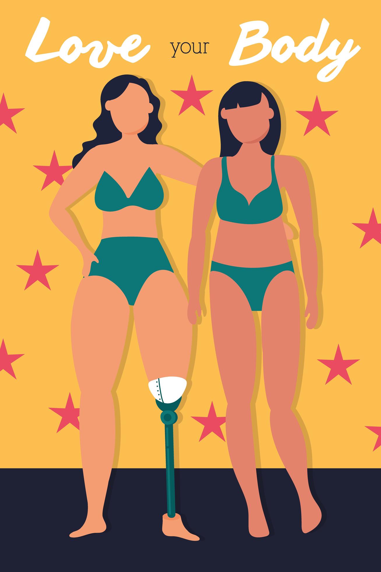 Love Your Body Lettering With Girls With Different Body Types 1934159 love-your-body-lettering-with-girls-with-different-body-types-1934159