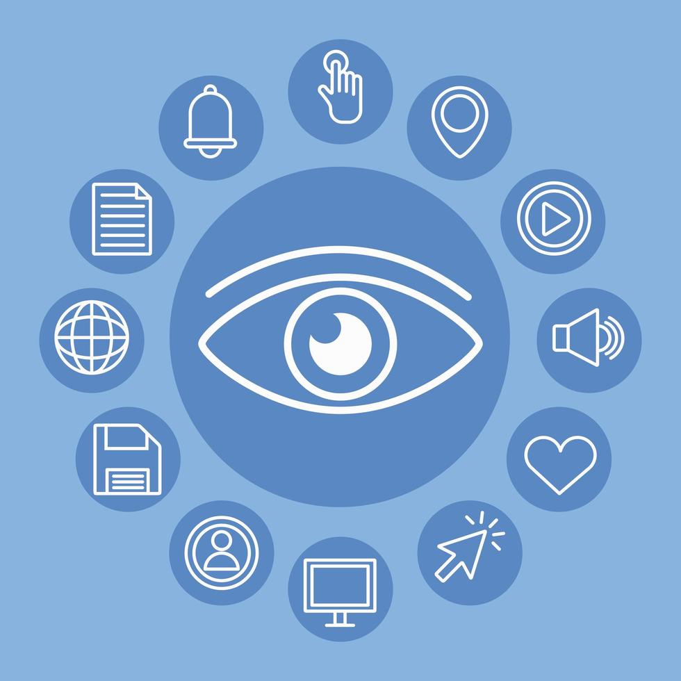eye with interface set line style icons 1934388 Vector Art at Vecteezy