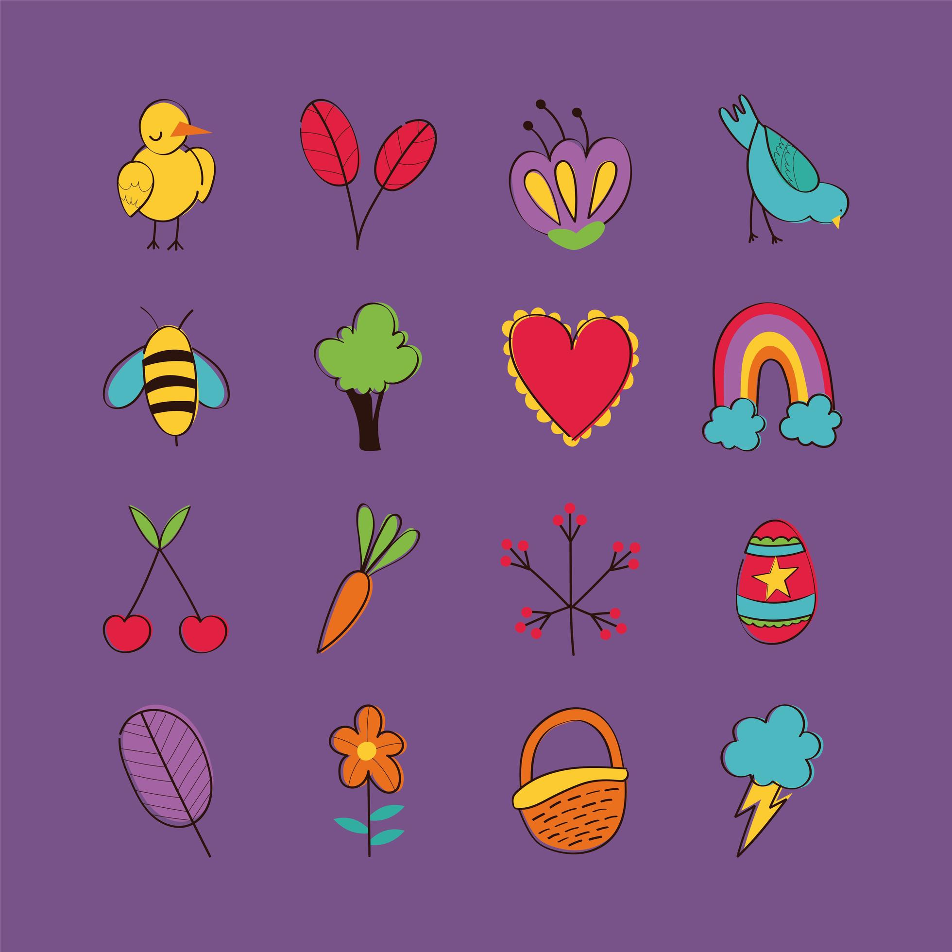 Hand-drawn spring icon set 1934856 Vector Art at Vecteezy