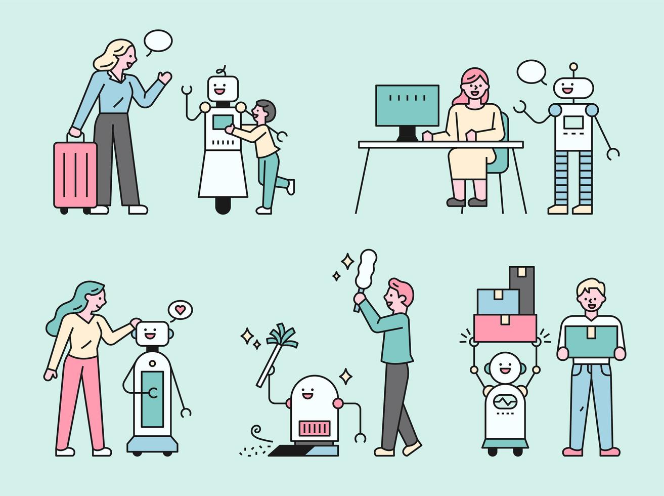 Robot Technology In Everyday Life 1936399 Vector Art At Vecteezy robot-technology-in-everyday-life-1936399-vector-art-at-vecteezy