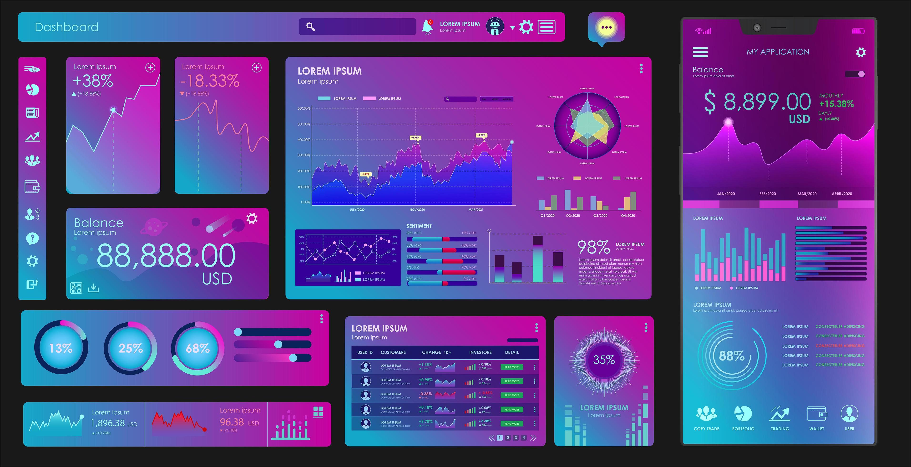 User interface elements for digital financial mobile app. 1937168 ...
