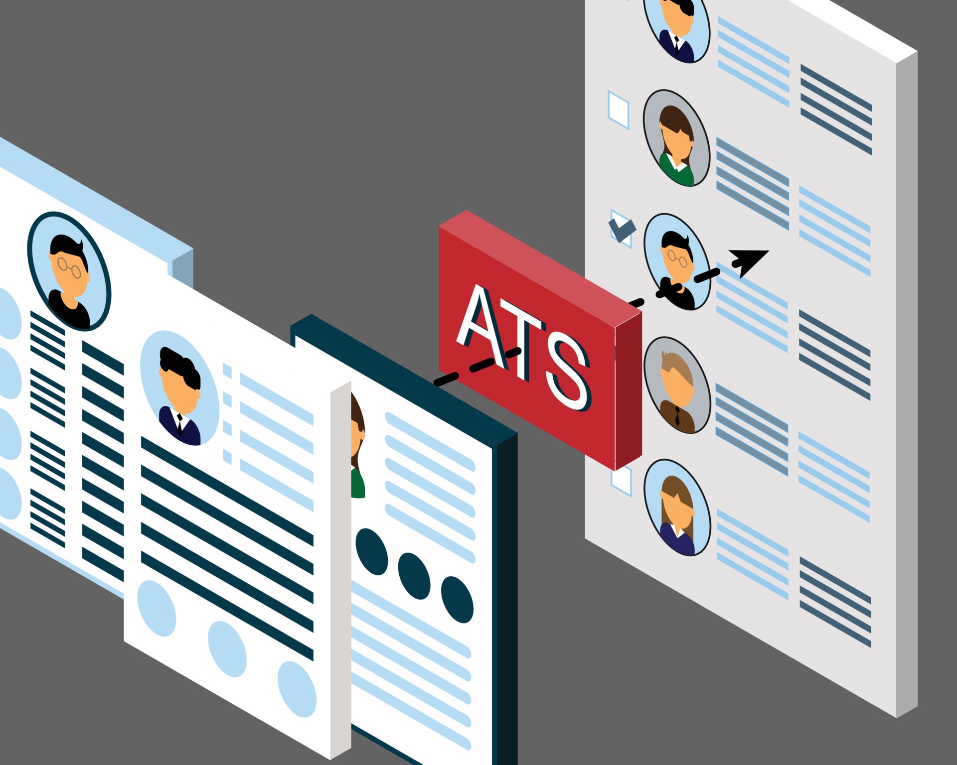 Resumes in ATS - applicant tracking system process vector 1938014 ... Resumes in ATS - applicant tracking system process vector 1938014 ...