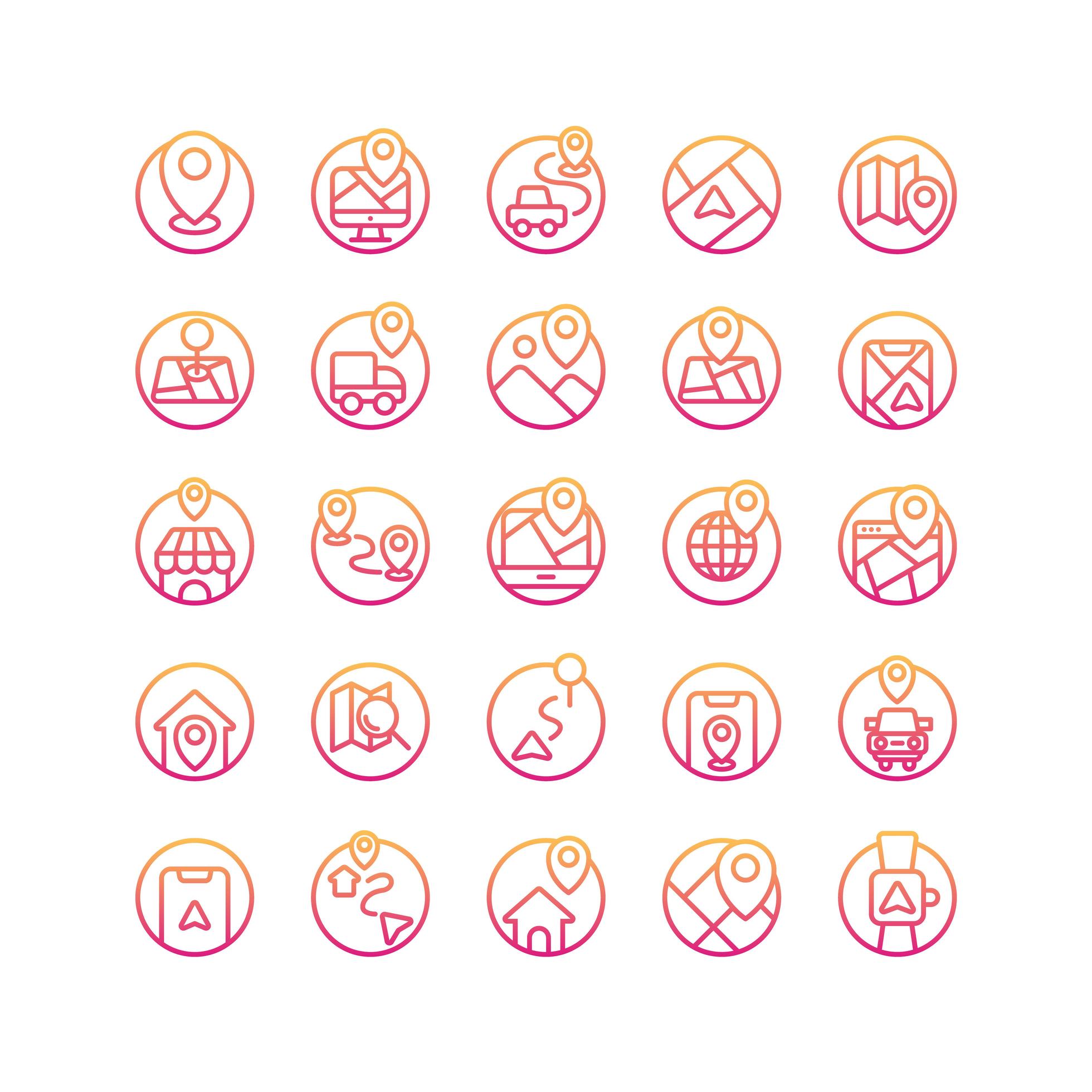 Location and Map gradient icon set. Vector and Illustration. 1938611 ...