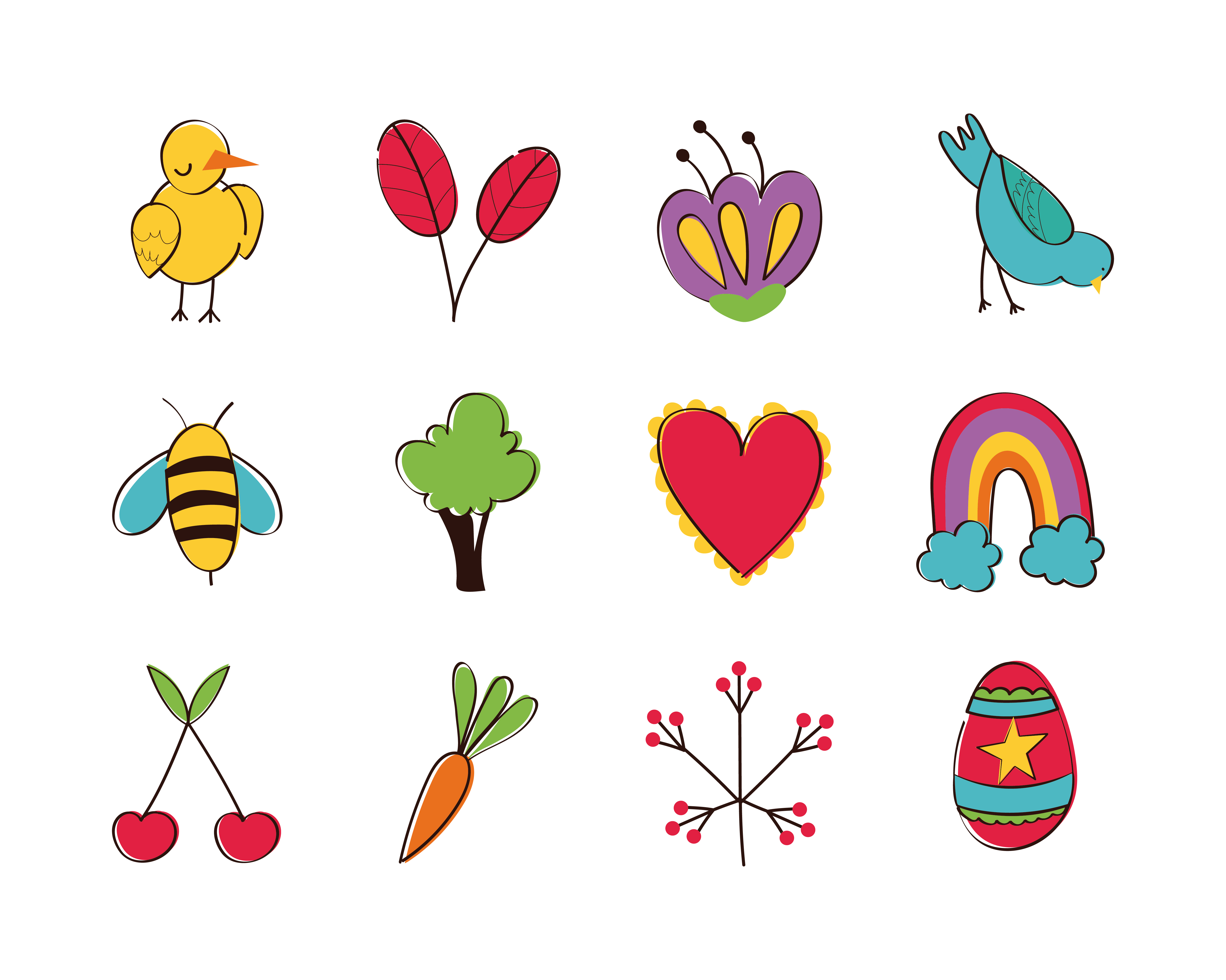 Hand-drawn spring icon set 1942839 Vector Art at Vecteezy
