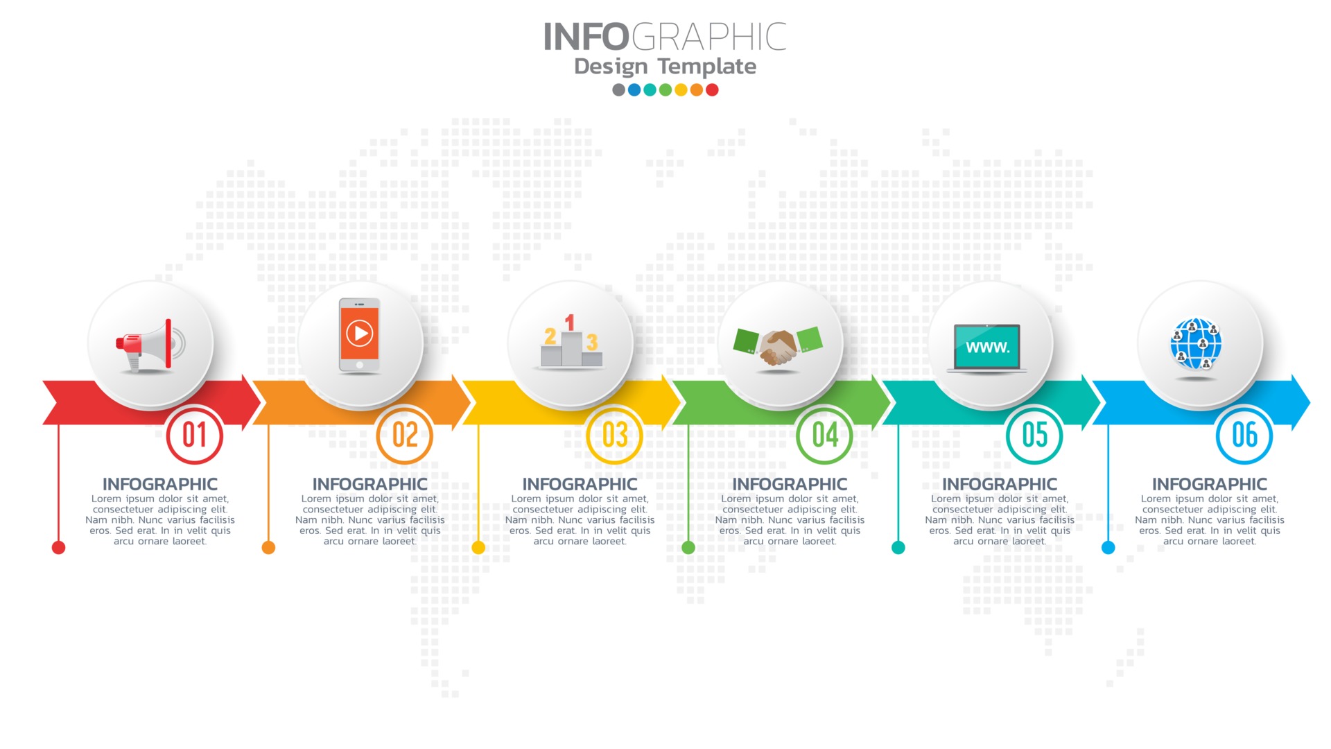 Infograph 6 step color element with arrow, chart diagram, business ... Infograph 6 step color element with arrow, chart diagram, business ...