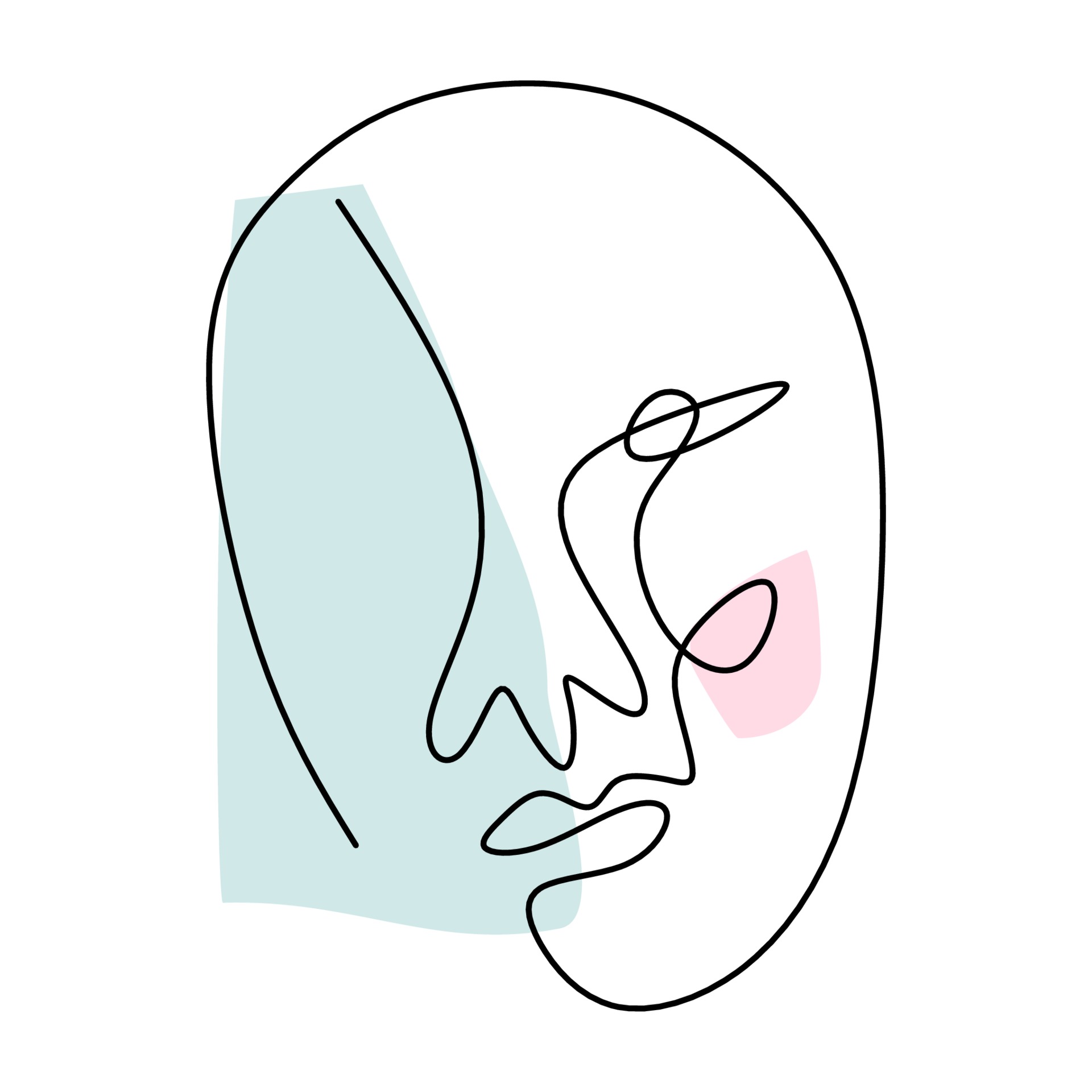 Abstract Face One Line Drawing Modern Fashionable Minimalist Design