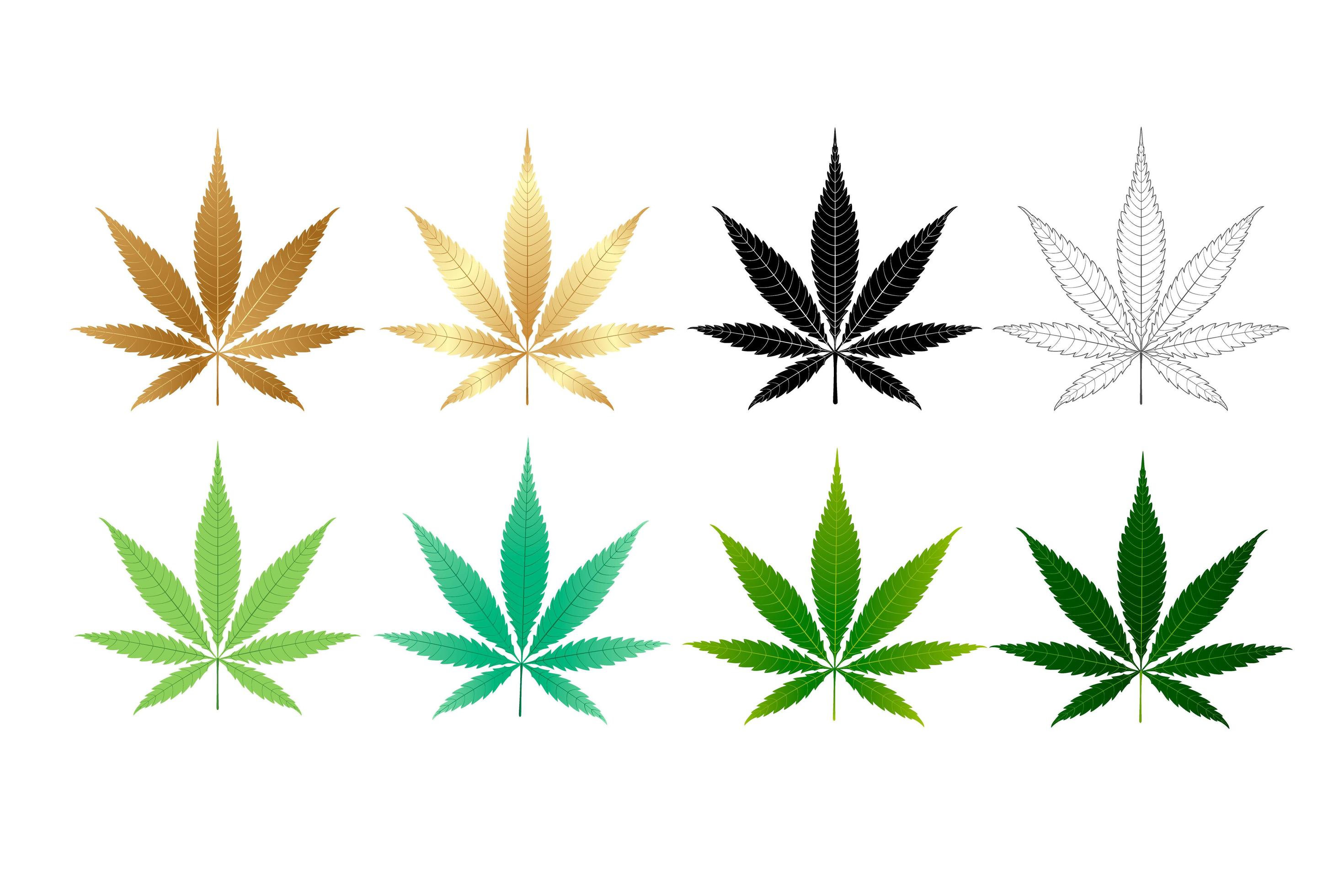 Hemp Leaves Icon Set 1948583 Vector Art At Vecteezy