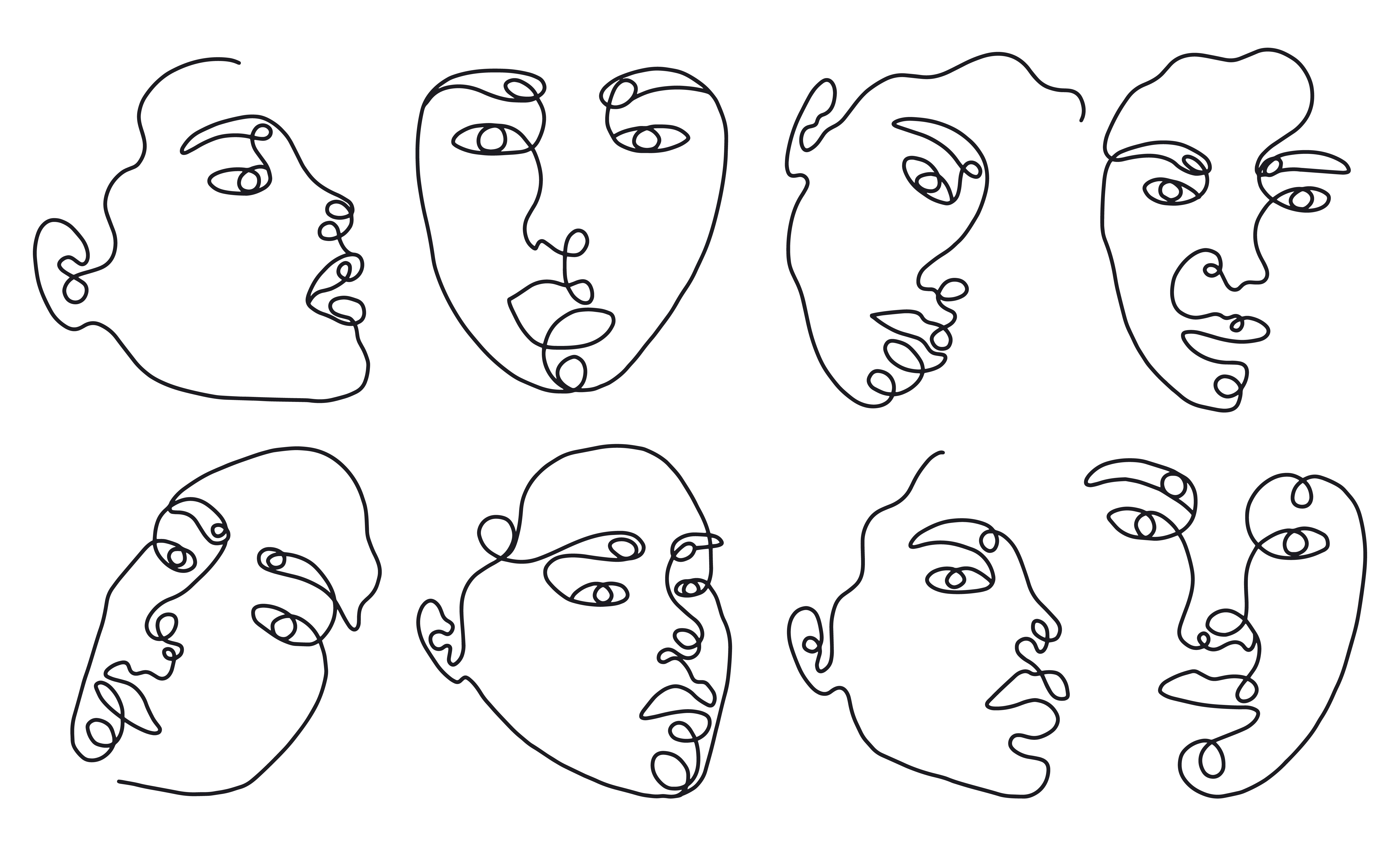 Set linear woman portraits 1951204 Vector Art at Vecteezy