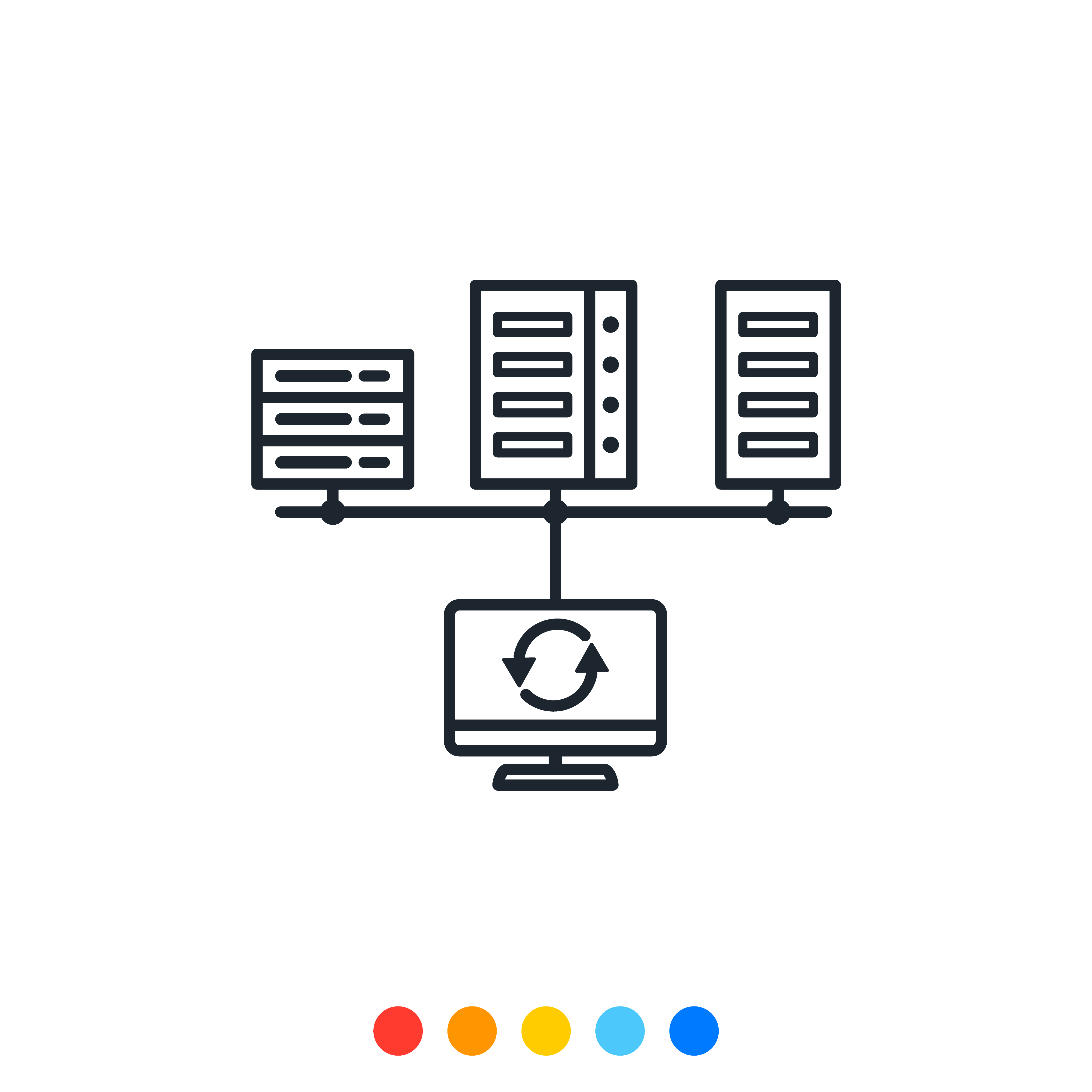Icon of the computer connected to the server. 1952084 Vector Art at ...