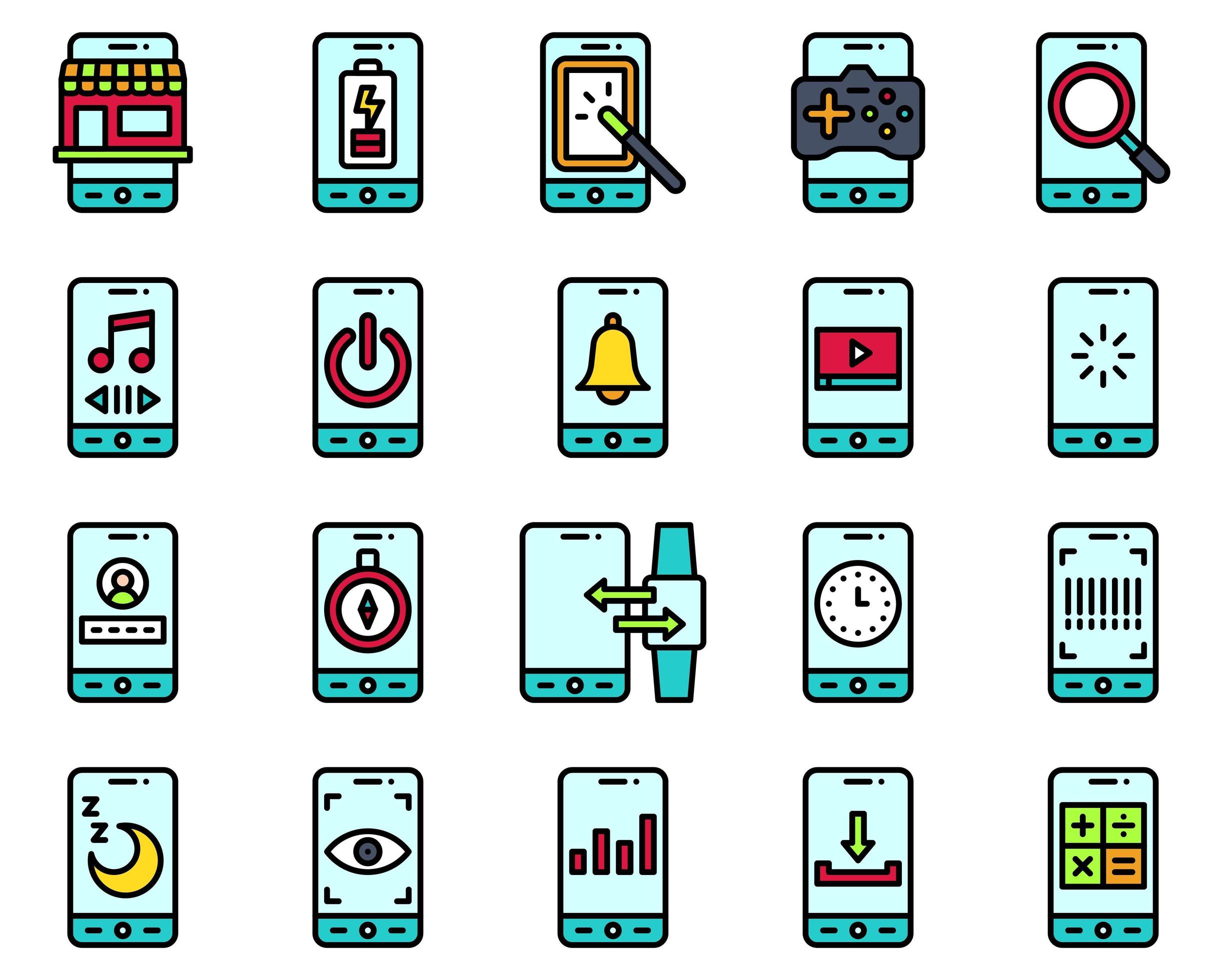 Mobile Application Vector Icon Set Filled Stye 1952288 Vector Art At