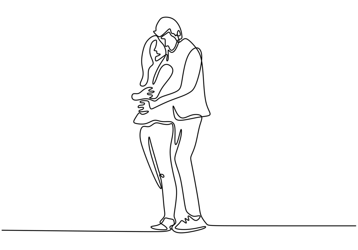Continuous Line Drawing Romantic Couple Lovers Theme Concept Design