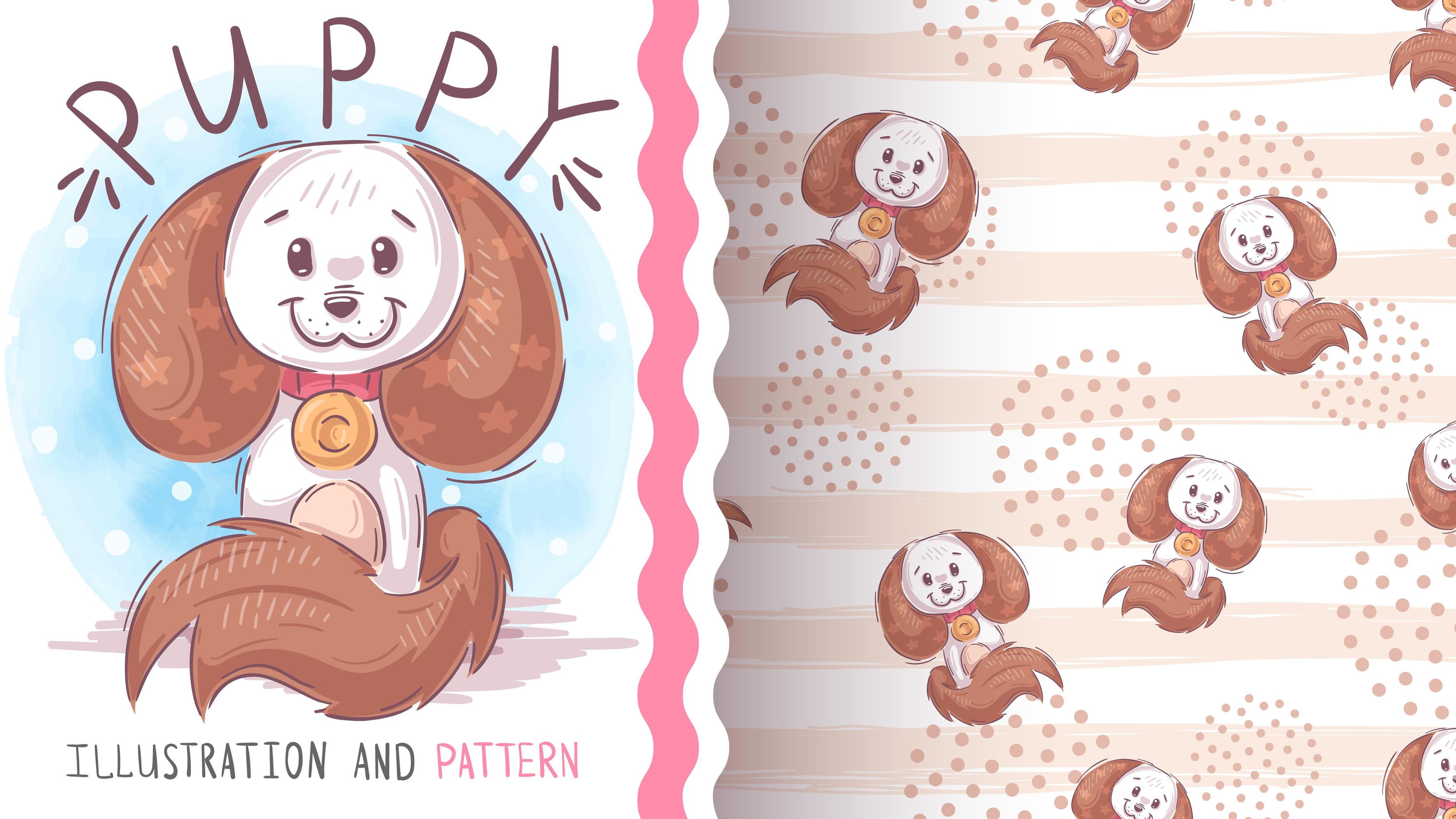 Cute puppy dog seamless pattern 1957893 Vector Art at Vecteezy
