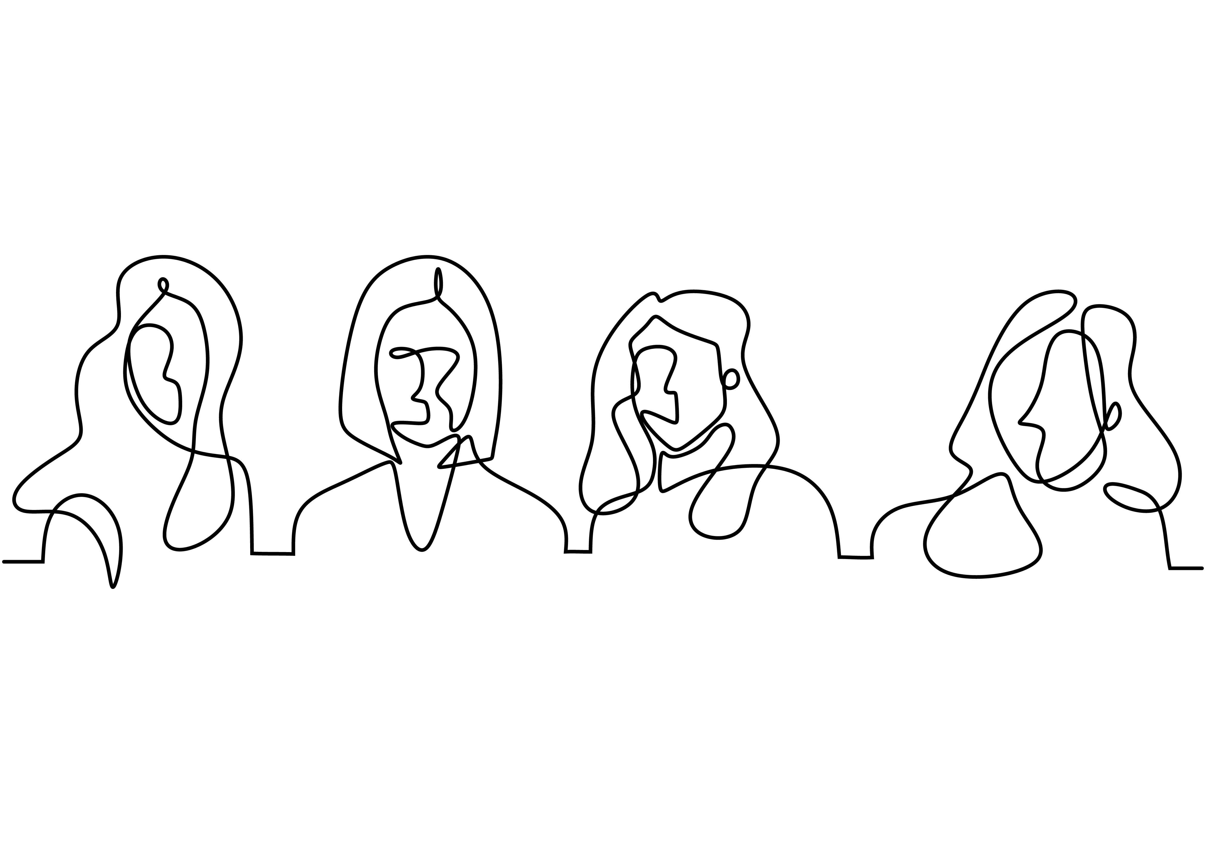 Dibujo Continuo De Una Línea De La Asociación De Una Mujer