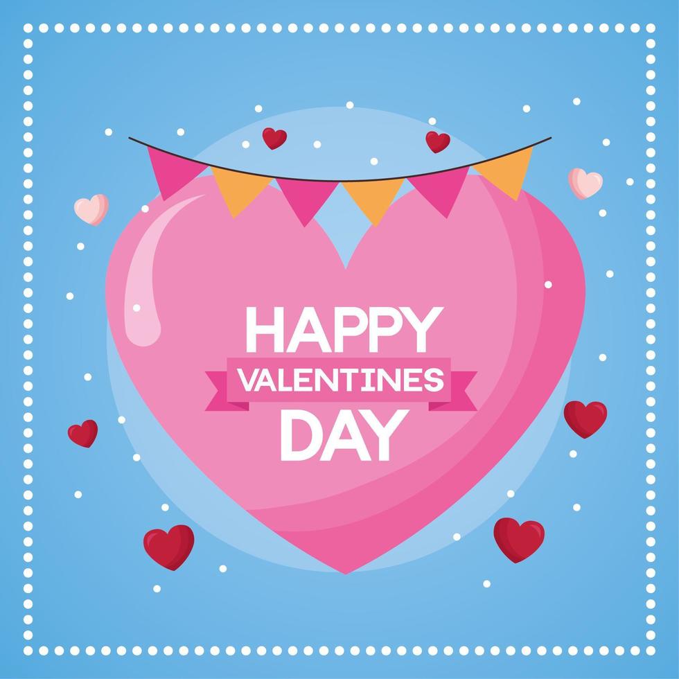 feliz dia de san valentin tarjeta con corazon amor 1963241 Vector en ...