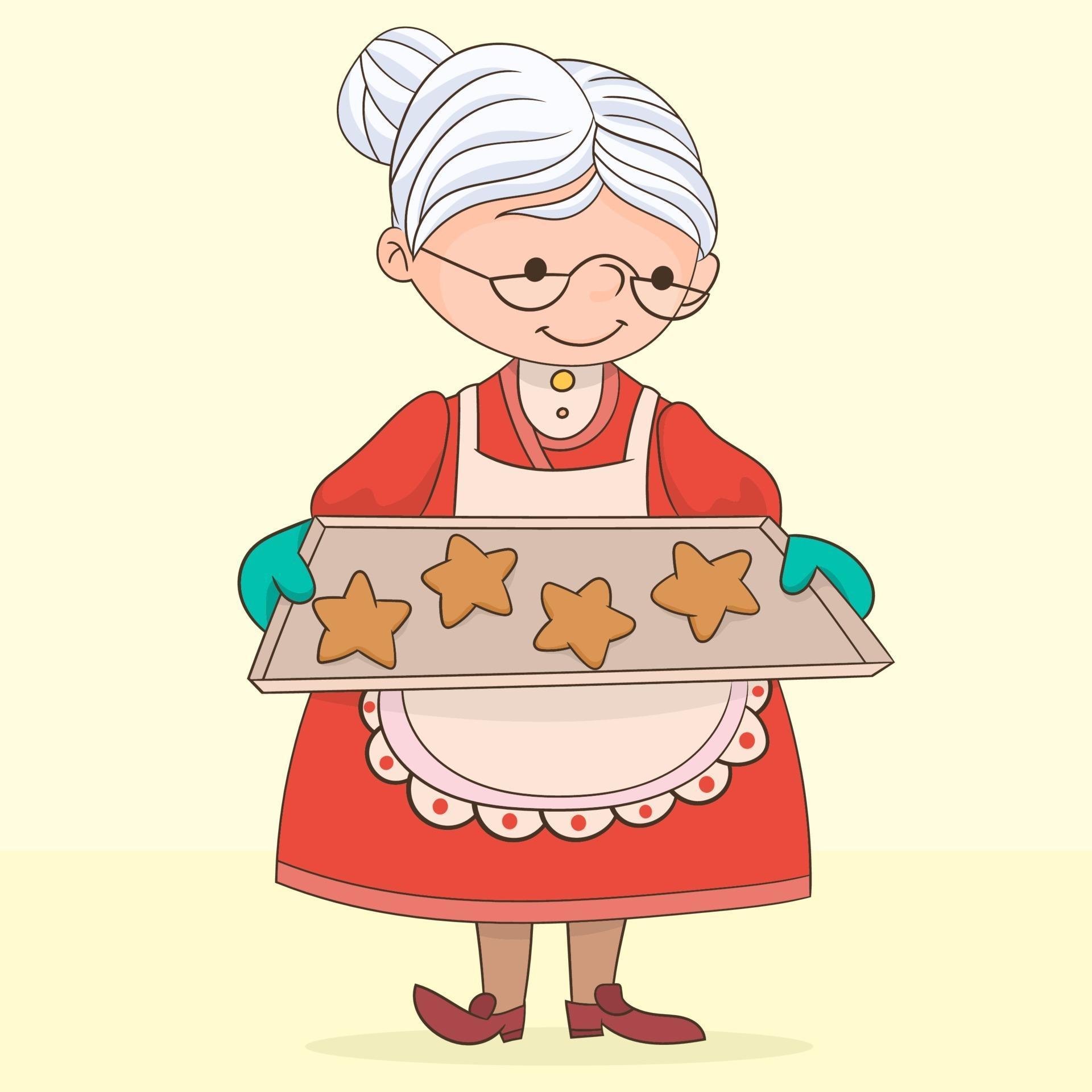 Grandma with cookies 1967262 Vector Art at Vecteezy