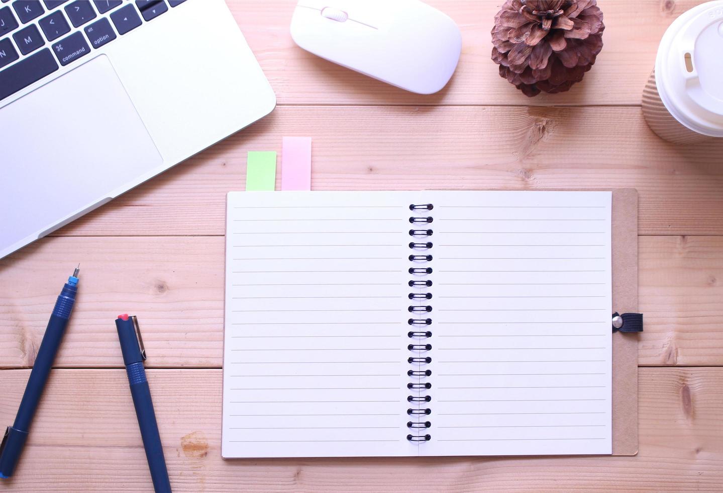 Top view of a notebook on a desk 1967618 Stock Photo at Vecteezy