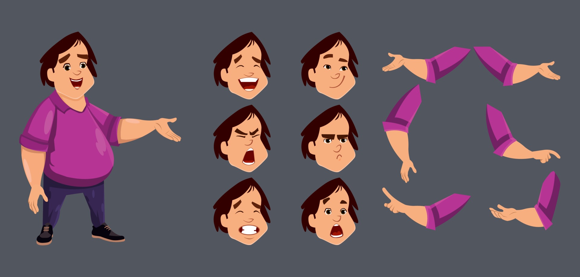 Cute boy character design set for animation, motion design or something ...