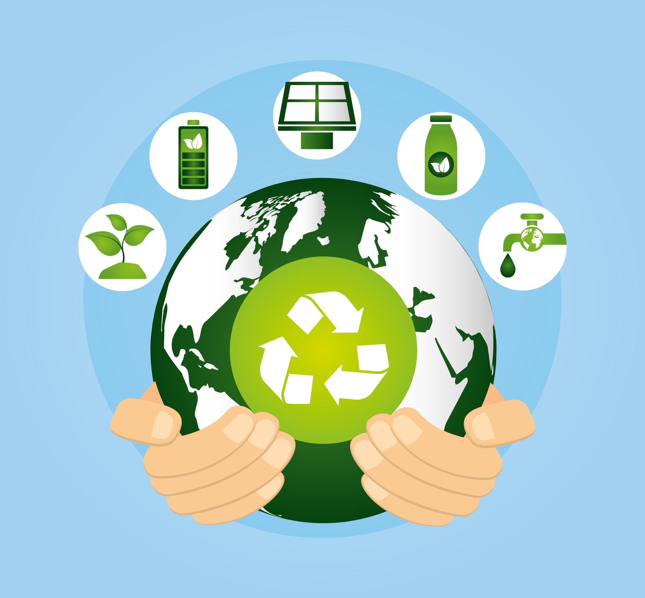 Eco Friendly Poster With Planet Earth And Icons 1968788 Vector Art At