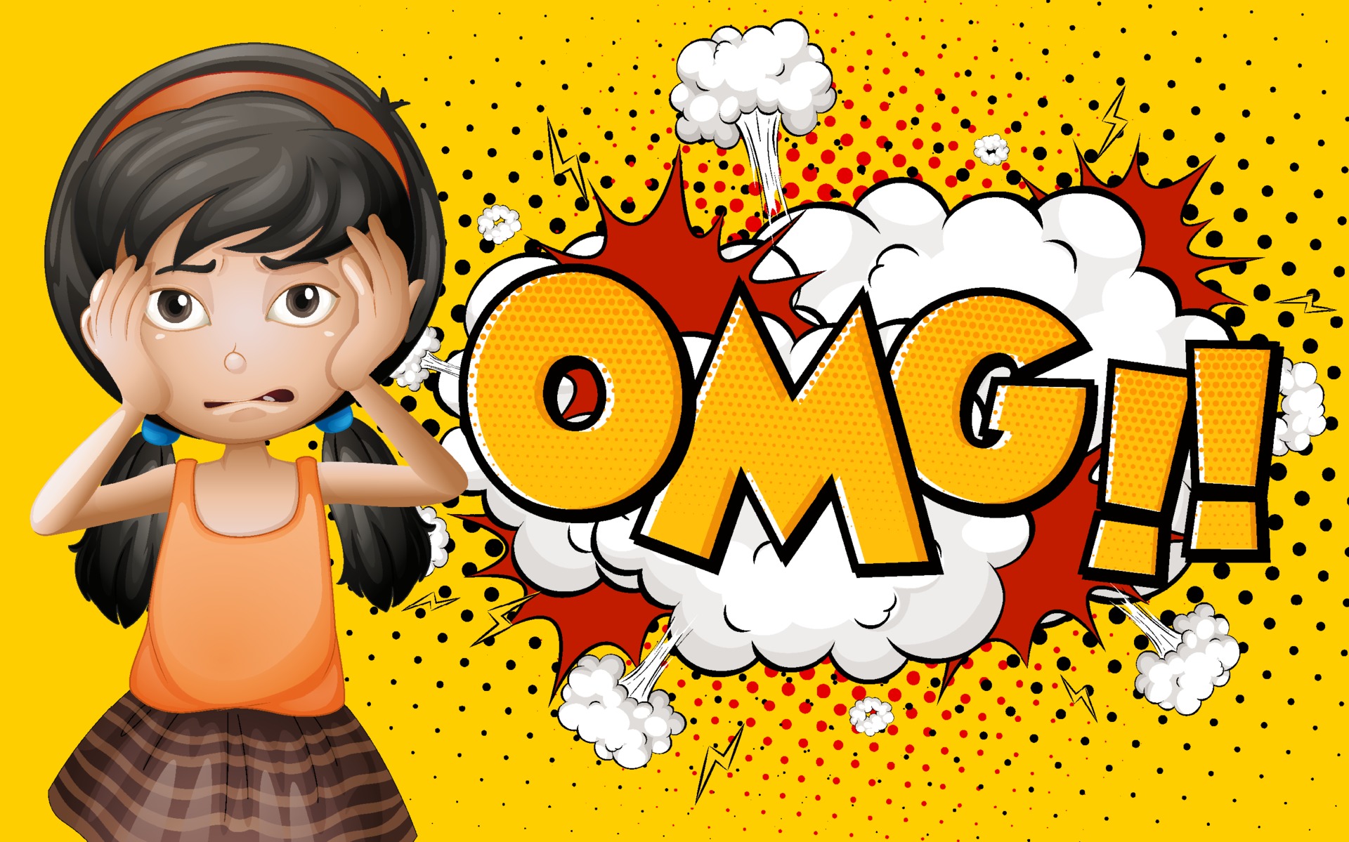 OMG word on explosion background with girl cartoon character 1970172 ... OMG word on explosion background with girl cartoon character 1970172 ...