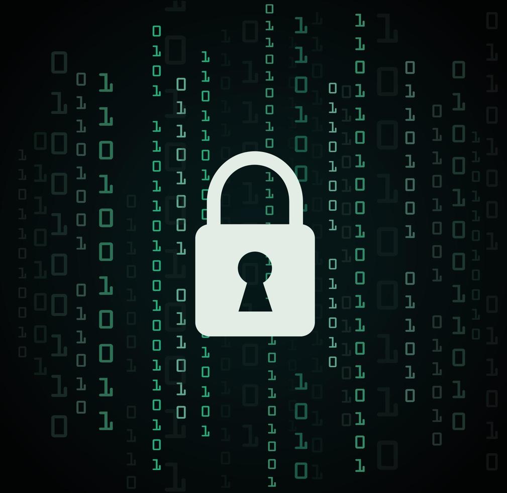 Digital lock guard sign binary code number cyber data background vector illustration eps10 ...