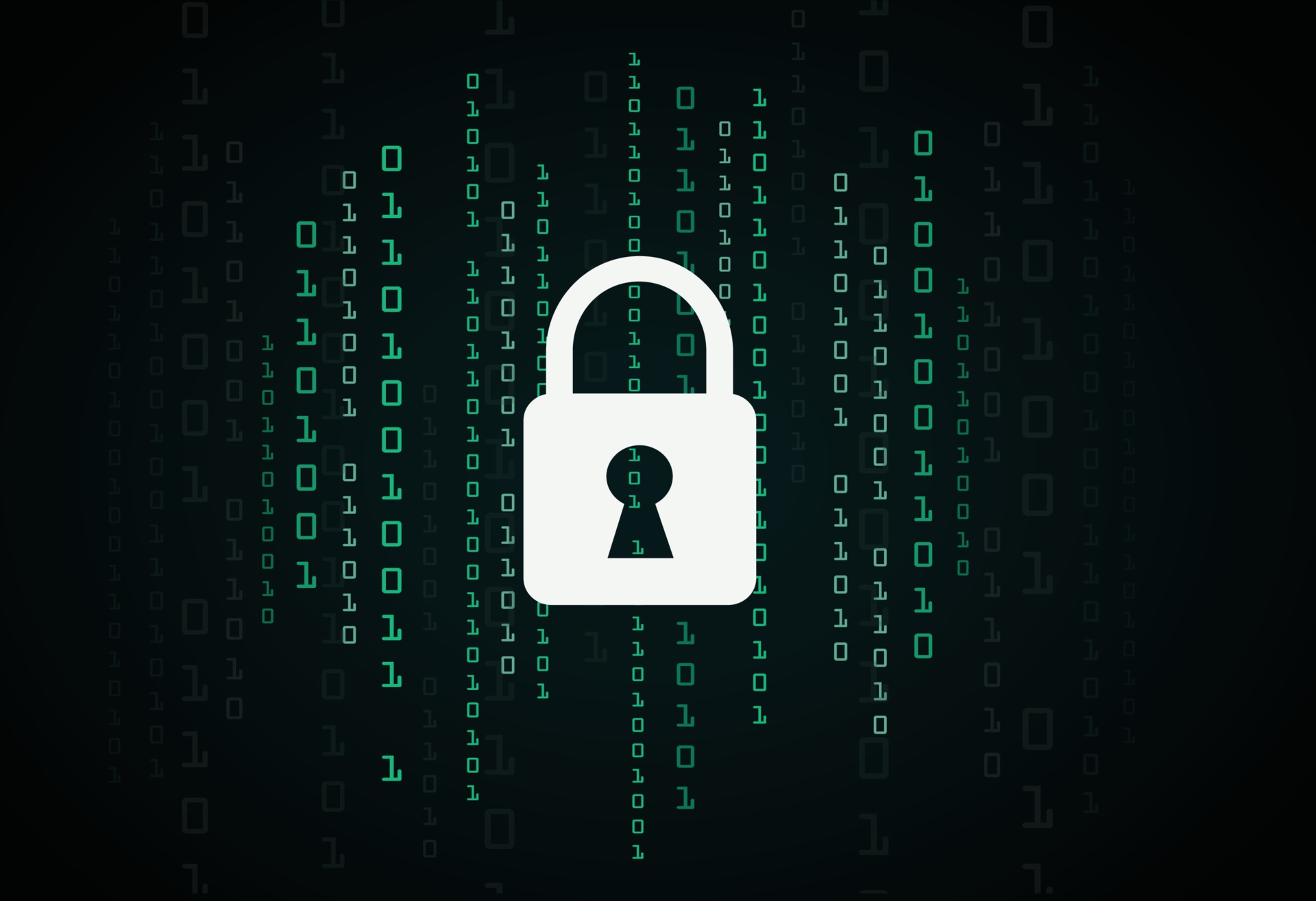 Digital Lock Guard Sign Binary Code Number Cyber Data Background Vector