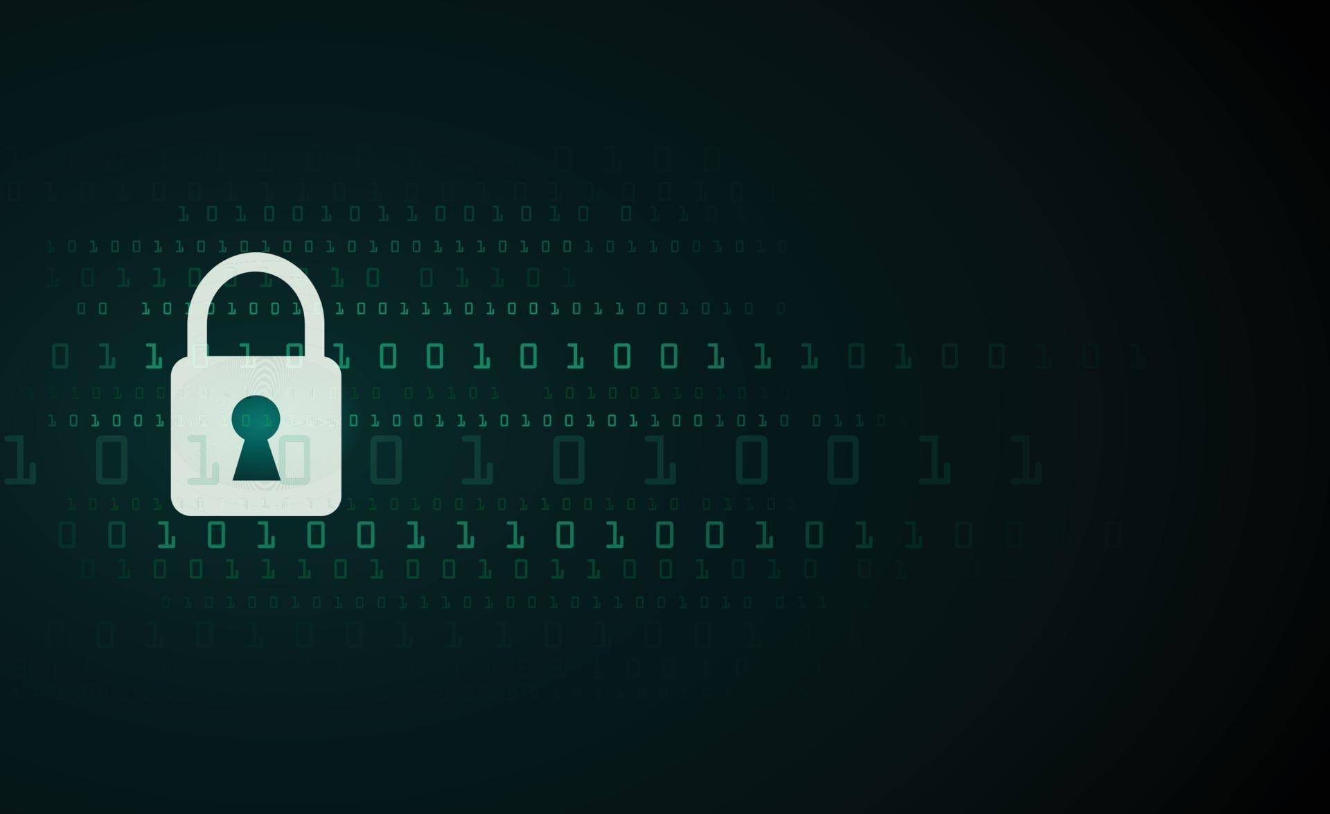 Digital Lock Guard Sign Binary Code Number Cyber Data Background Vector Illustration Eps10