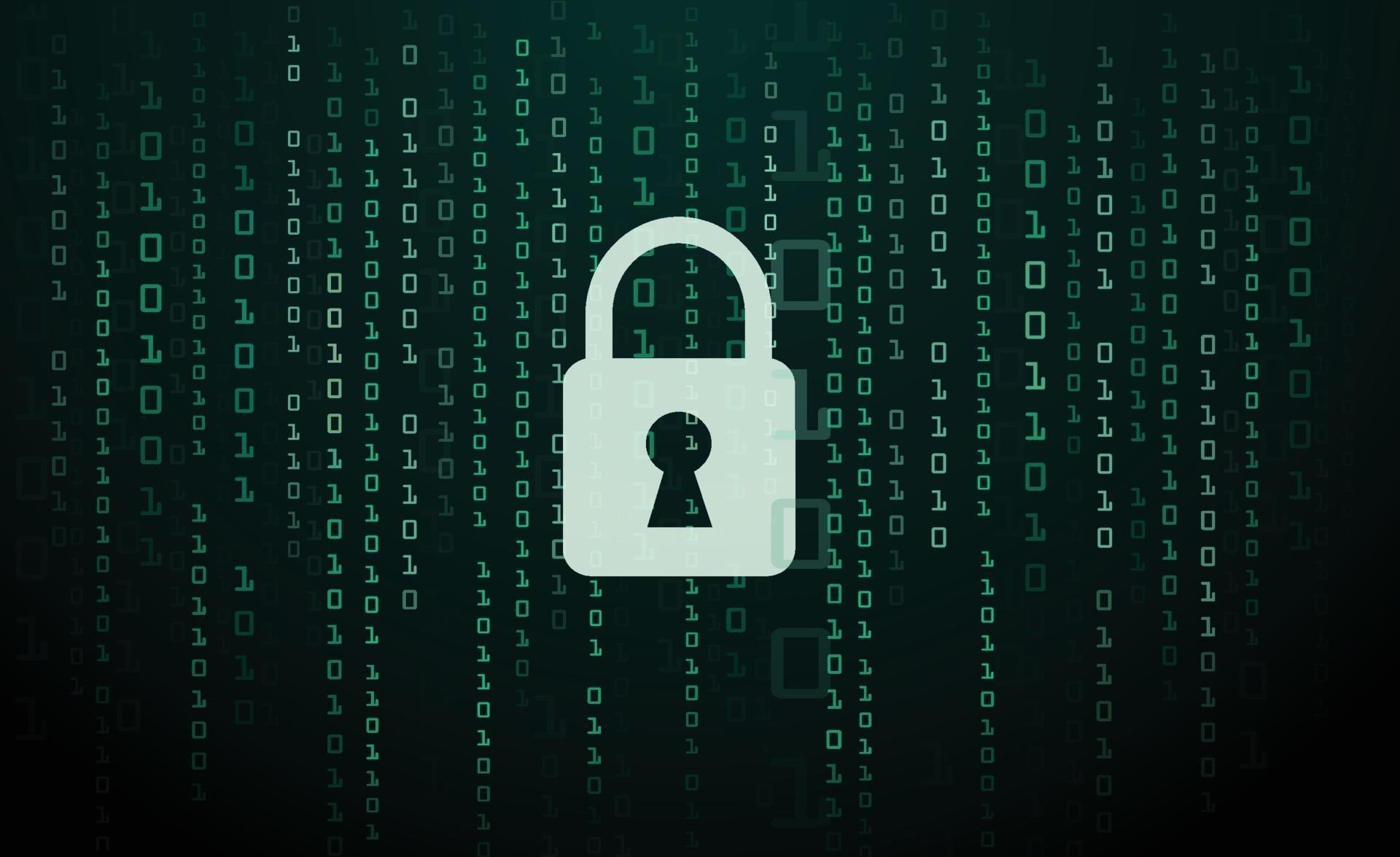 Digital Lock Guard Sign Binary Code Number Cyber Data Background Vector Illustration Eps10