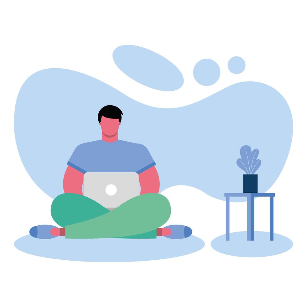 young man using laptop indoors 1982163 Vector Art at Vecteezy
