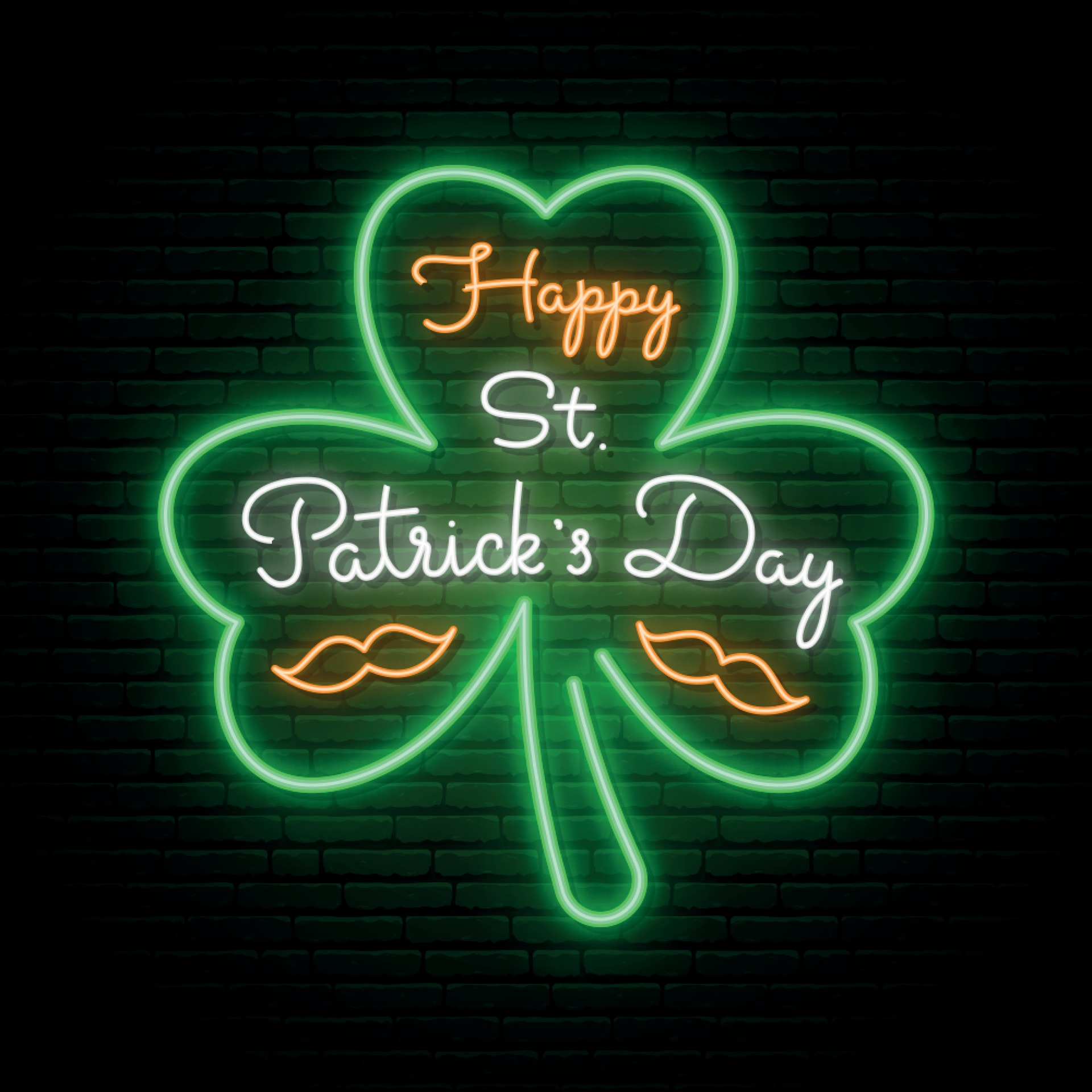 Green shamrock neon signboard. Happy St. Patricks Day. 1986205 Vector ...