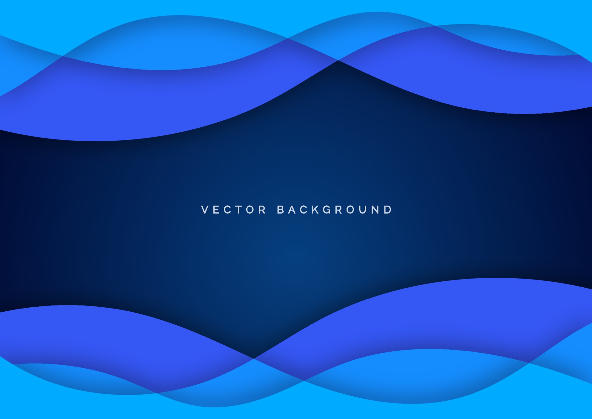 Abstract Blue Line Curve Water Wavevy Overlapping Layer On Dark Blue