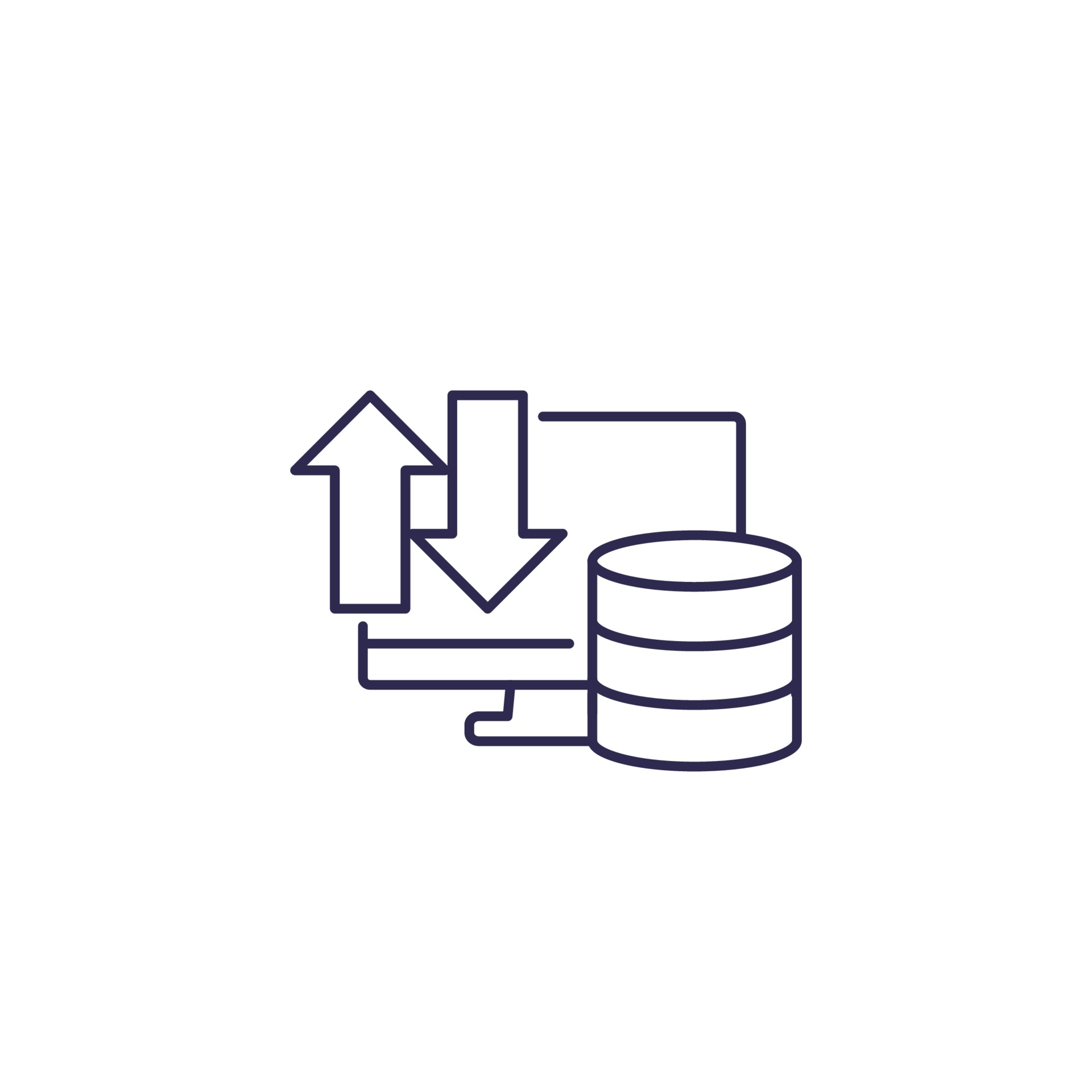 Database and computer, data transfer icon, line vector 1990112 Vector ...