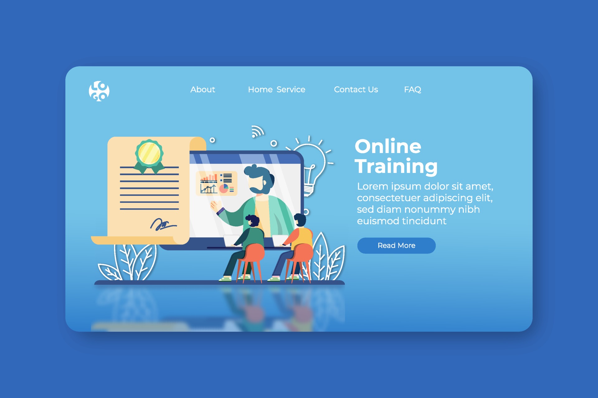 Modern Flat Design Vector Illustration. Online Training Landing Page ...