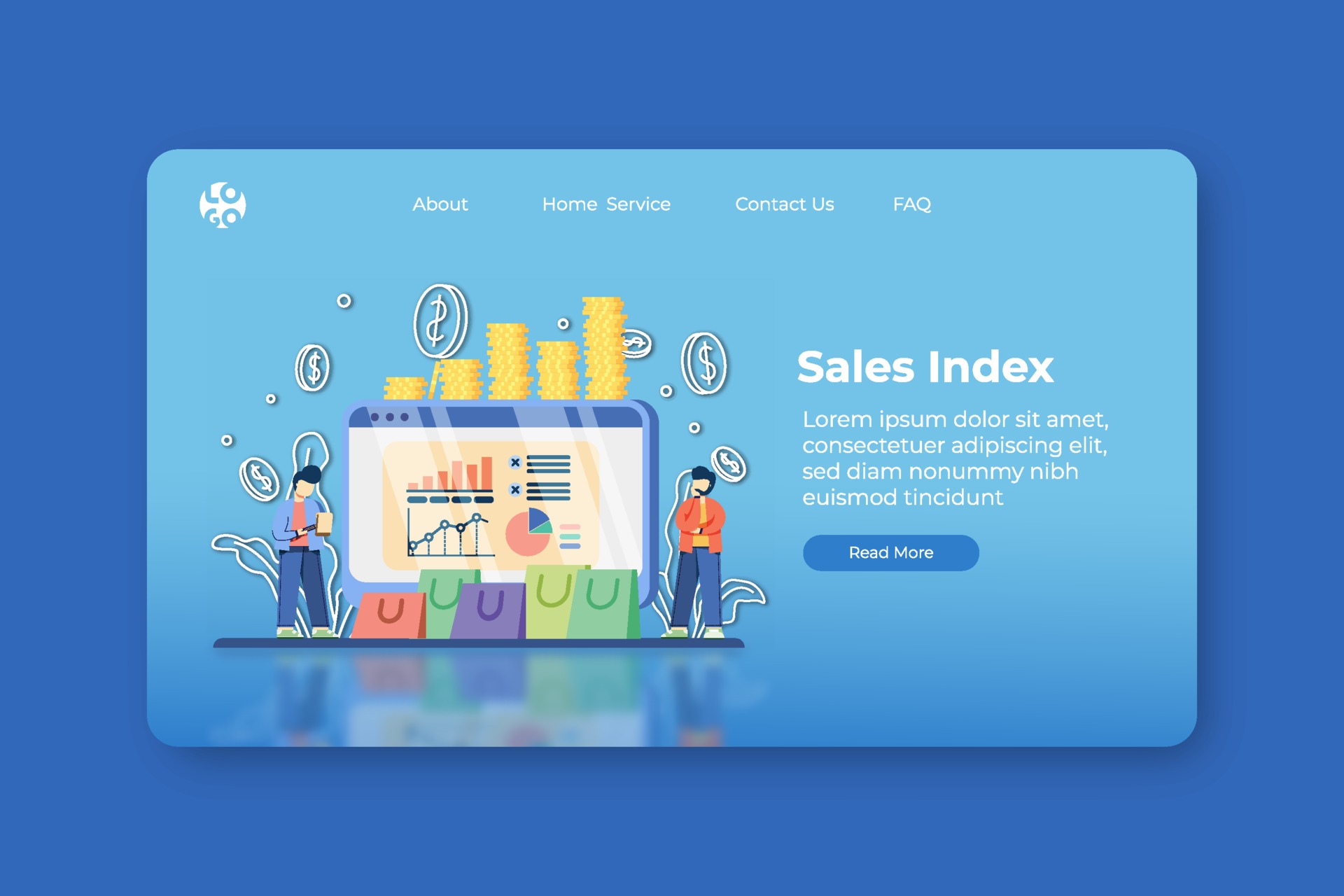 Modern flat design vector illustration. Sales Index Landing Page and ...