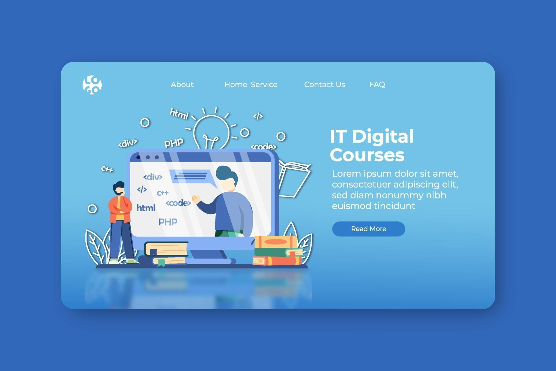 Modern flat design vector illustration. IT Digital Courses Landing Page ...