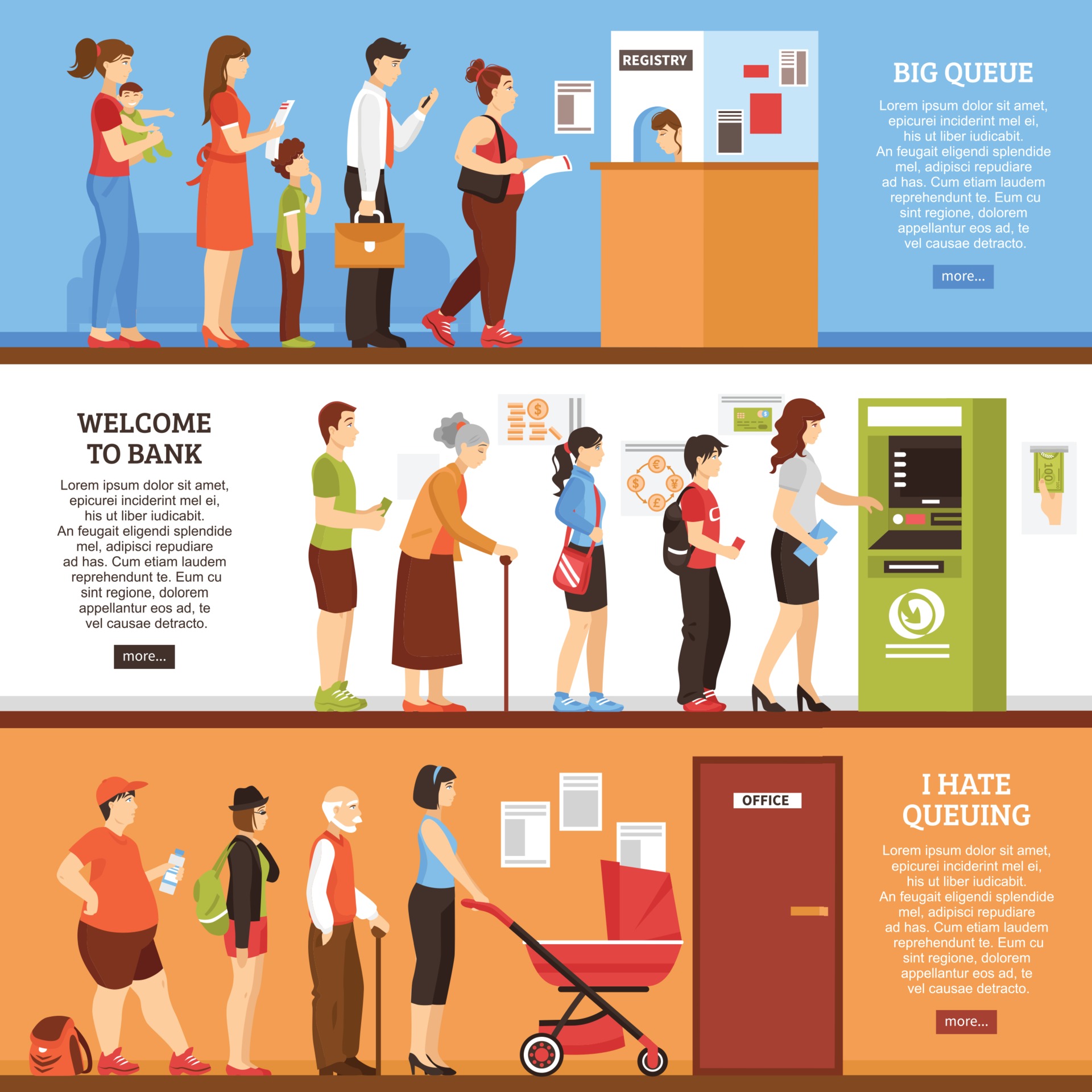 queue people horizontal banners 1991828 Vector Art at Vecteezy