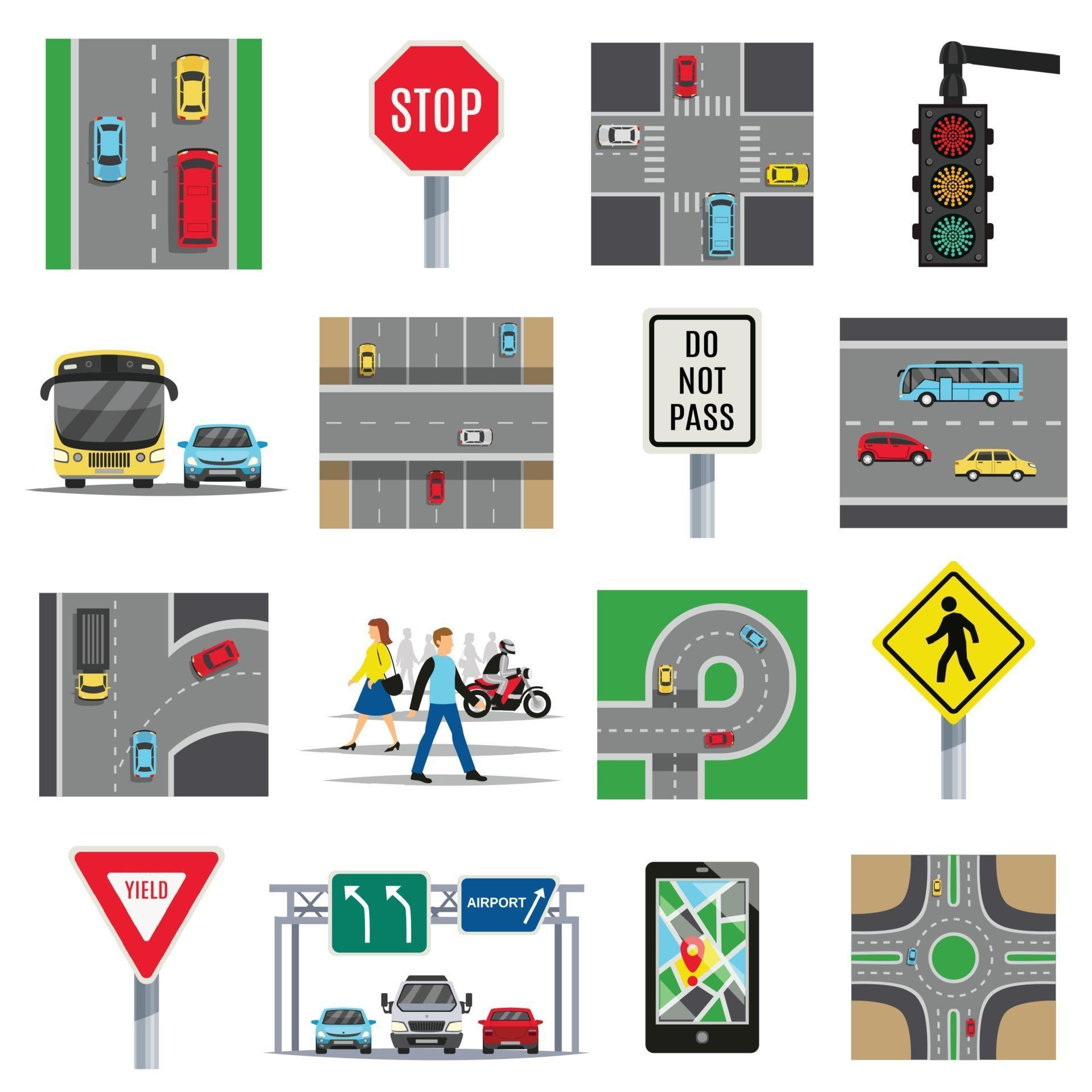 traffic set vector illustration 1992491 Vector Art at Vecteezy