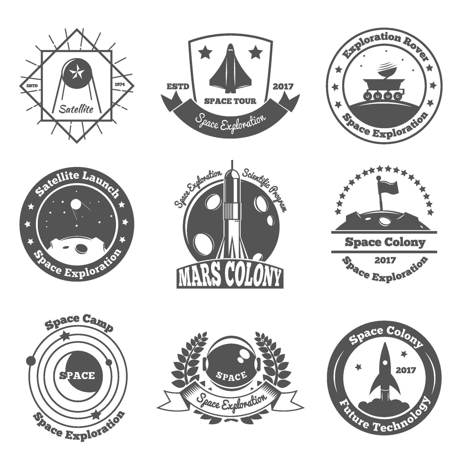 space exploration emblems 1992621 Vector Art at Vecteezy