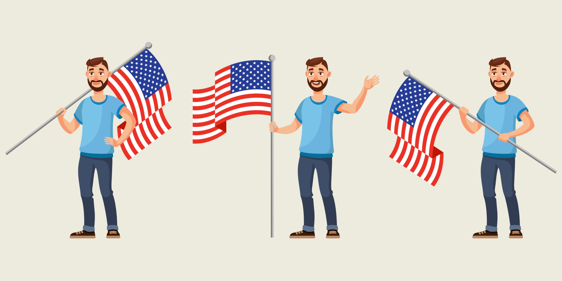 Man holding american flag in different poses. 1994344 Vector Art at ... Man holding american flag in different poses. 1994344 Vector Art at ...