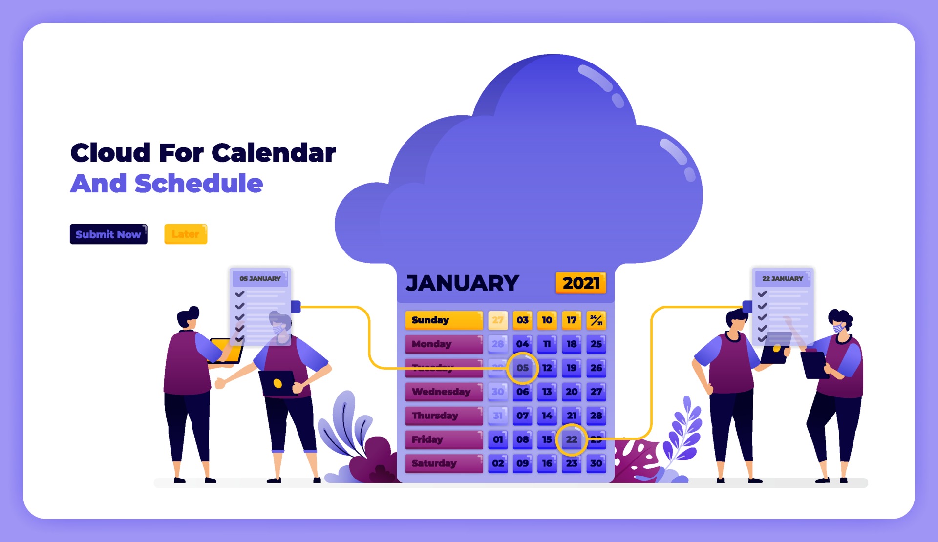 storage and completion of scheduling on the January working calendar ...