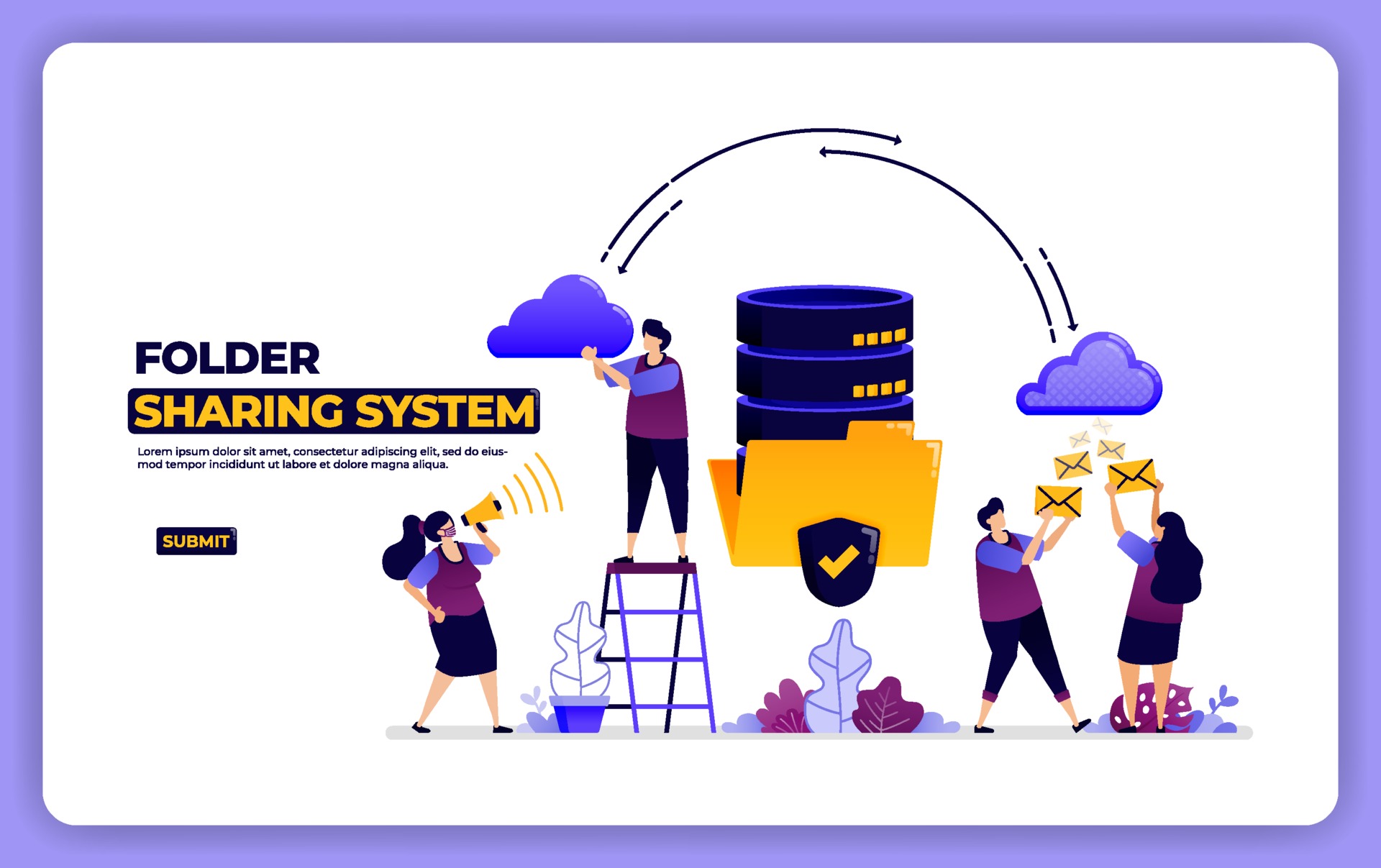 website design of folder sharing system. database system data sharing ...