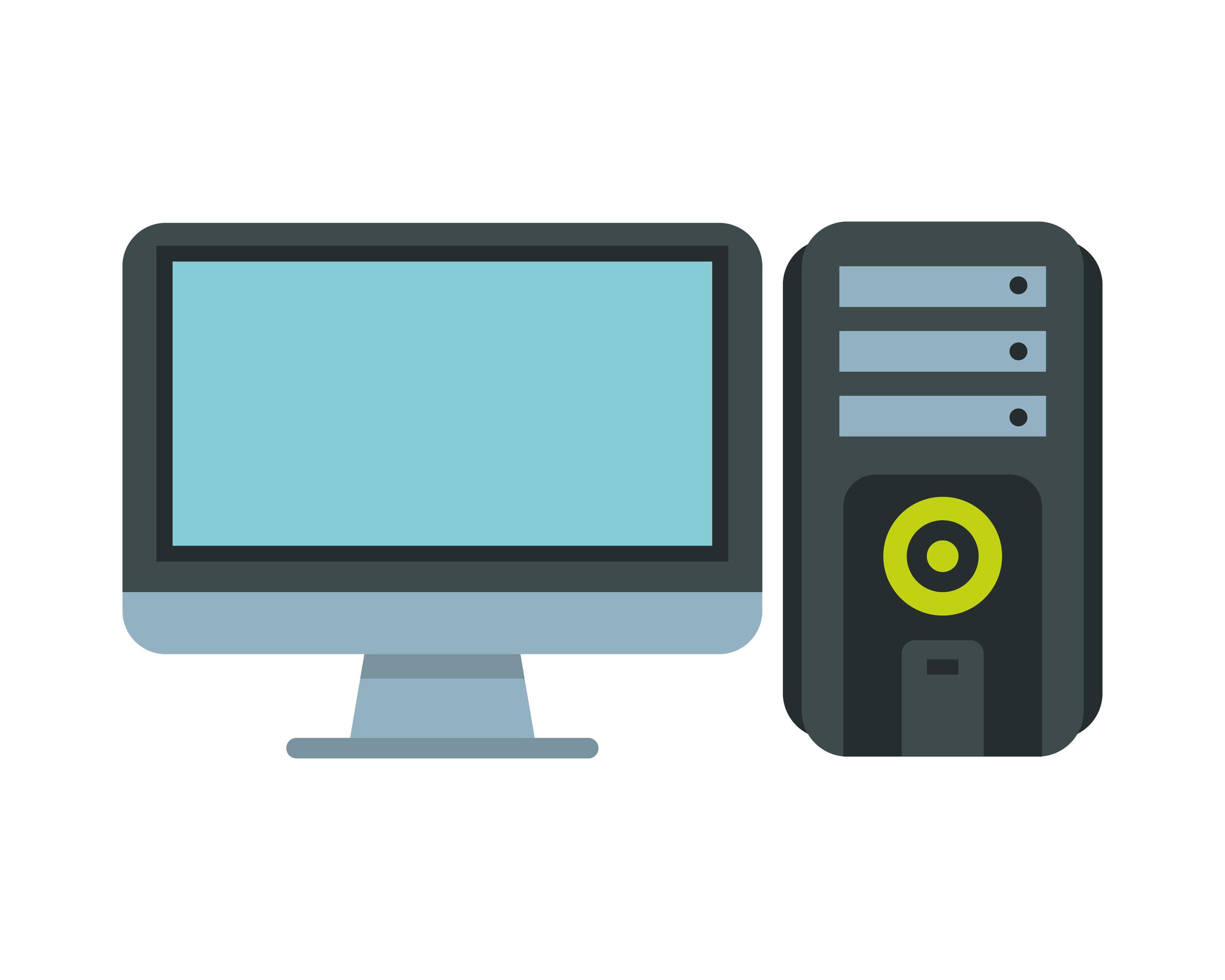 computer desktop tower with monitor 2002491 Vector Art at Vecteezy