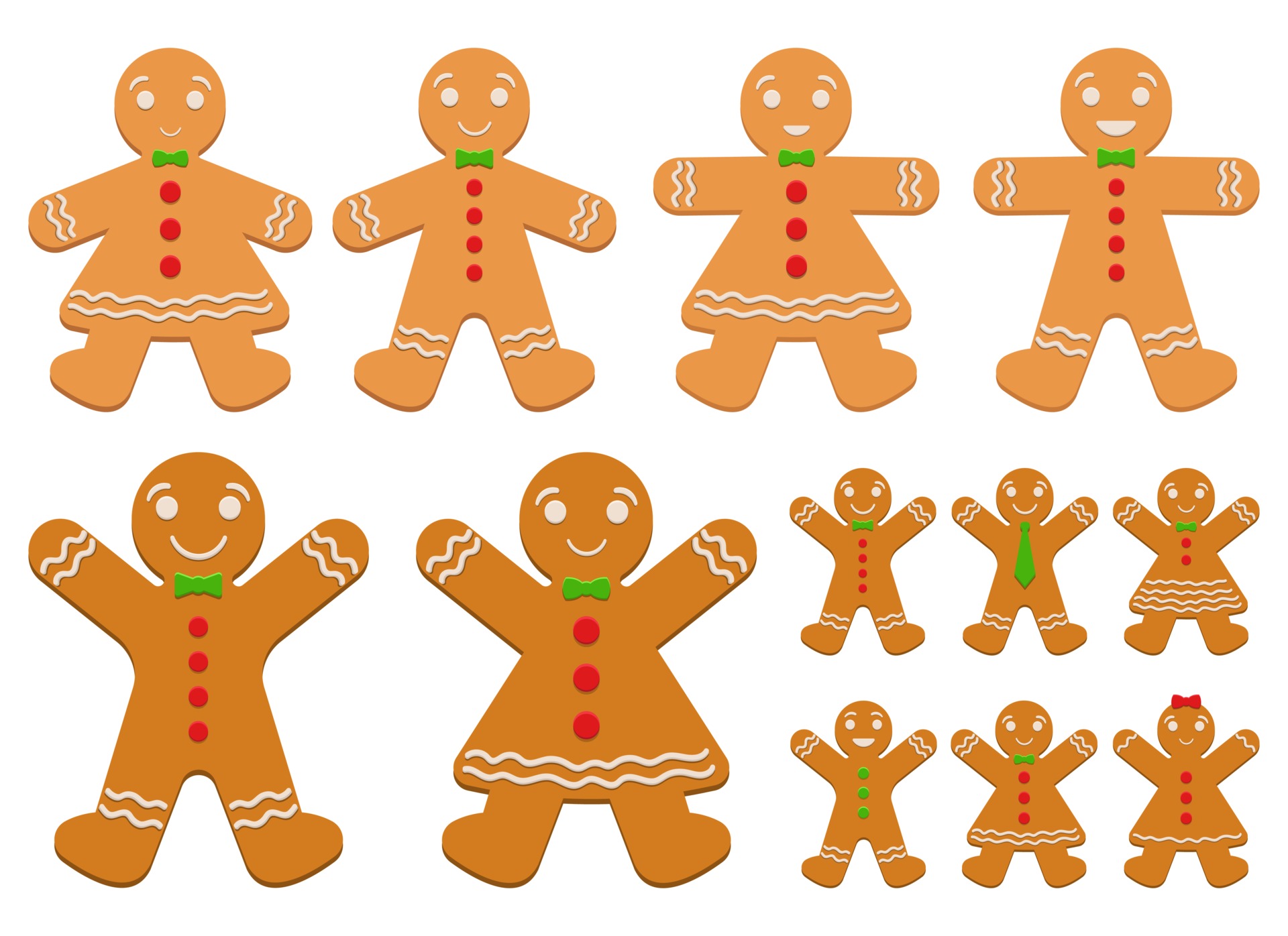 Gingerbread man vector design illustration set isolated on white ...