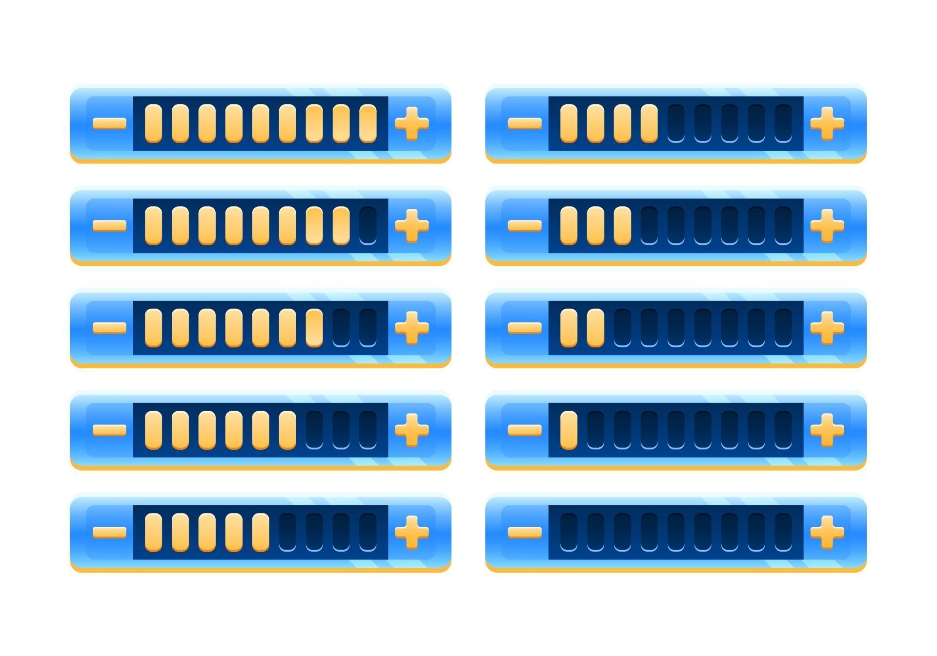 set of fantasy glossy game ui progress bar panel with increase and ...