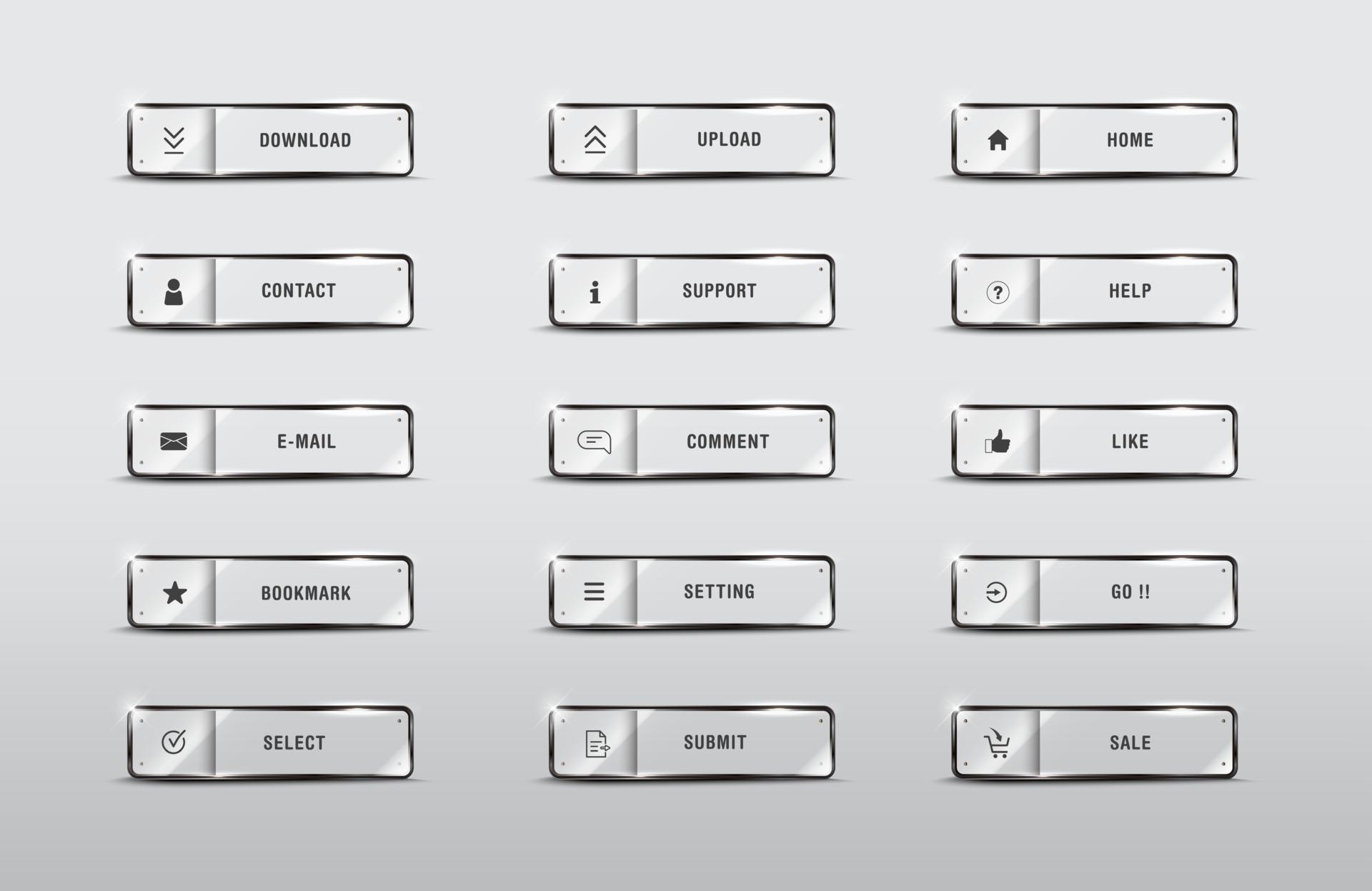 Element buttons web set rectangle glossy icons 2005523 Vector Art at ...