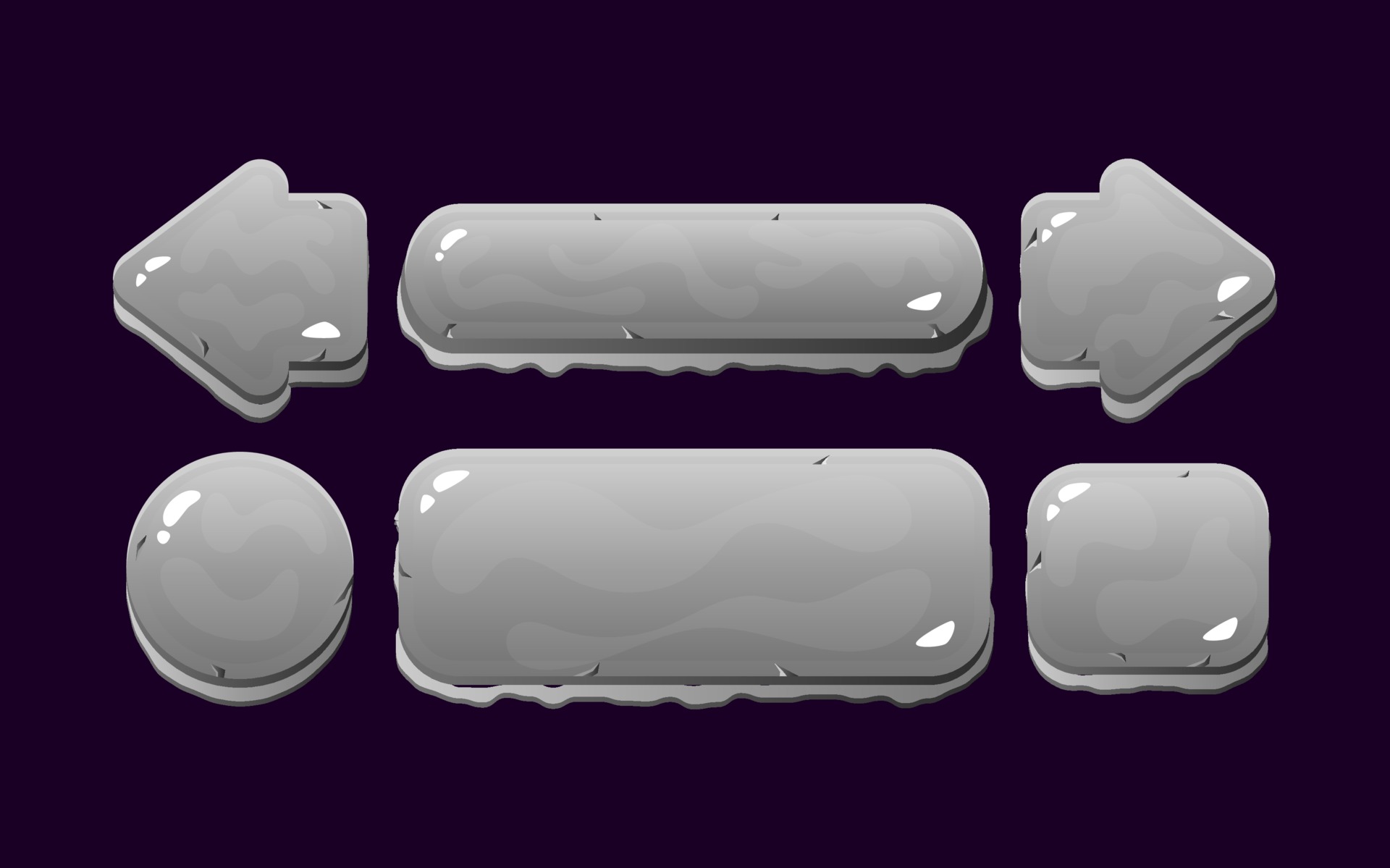 set of game ui rock button kit for gui asset elements vector ...